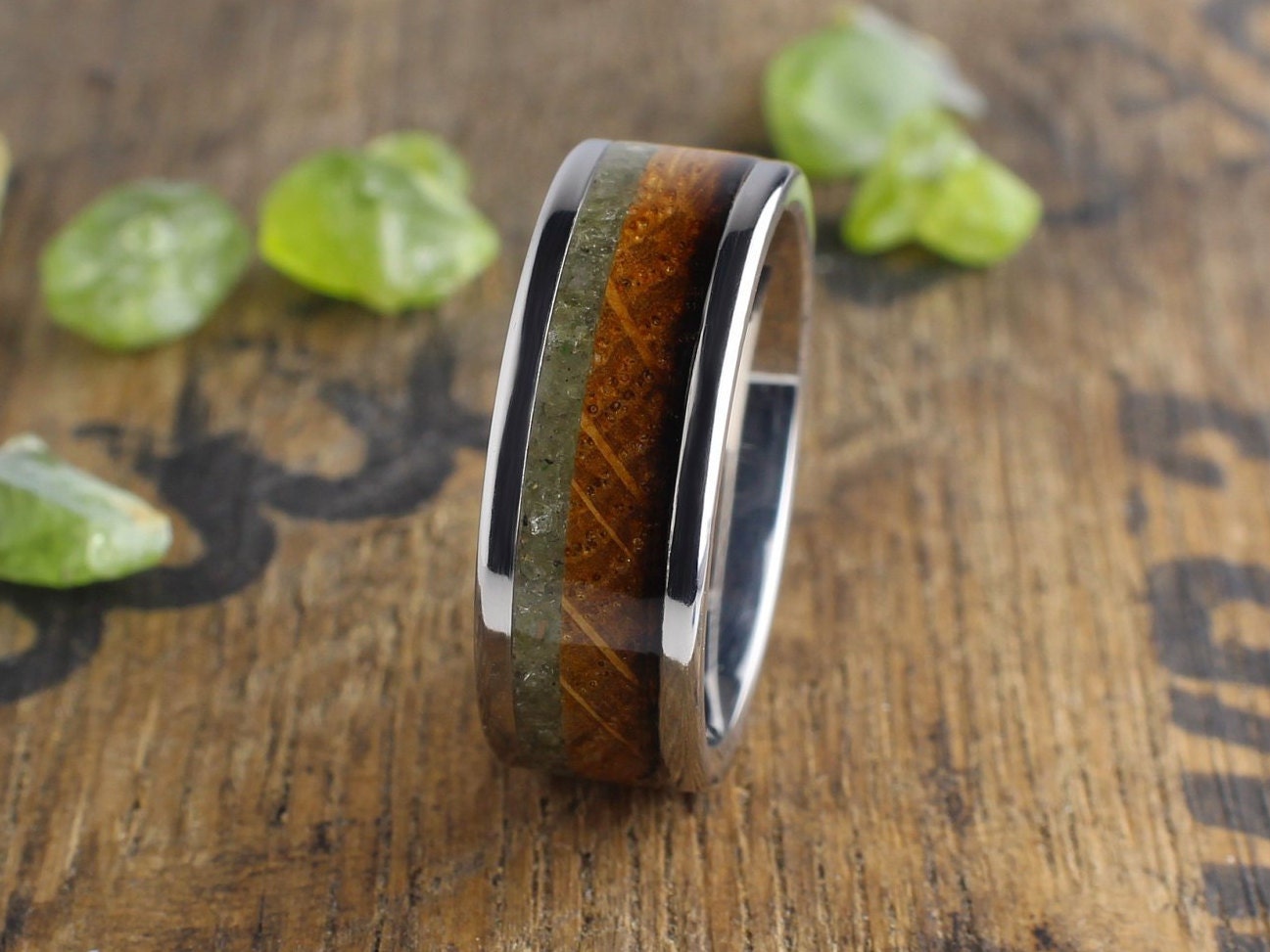 Hand Made Whiskey Barrel Wood Ring with Solid Titanium Comfort | Etsy