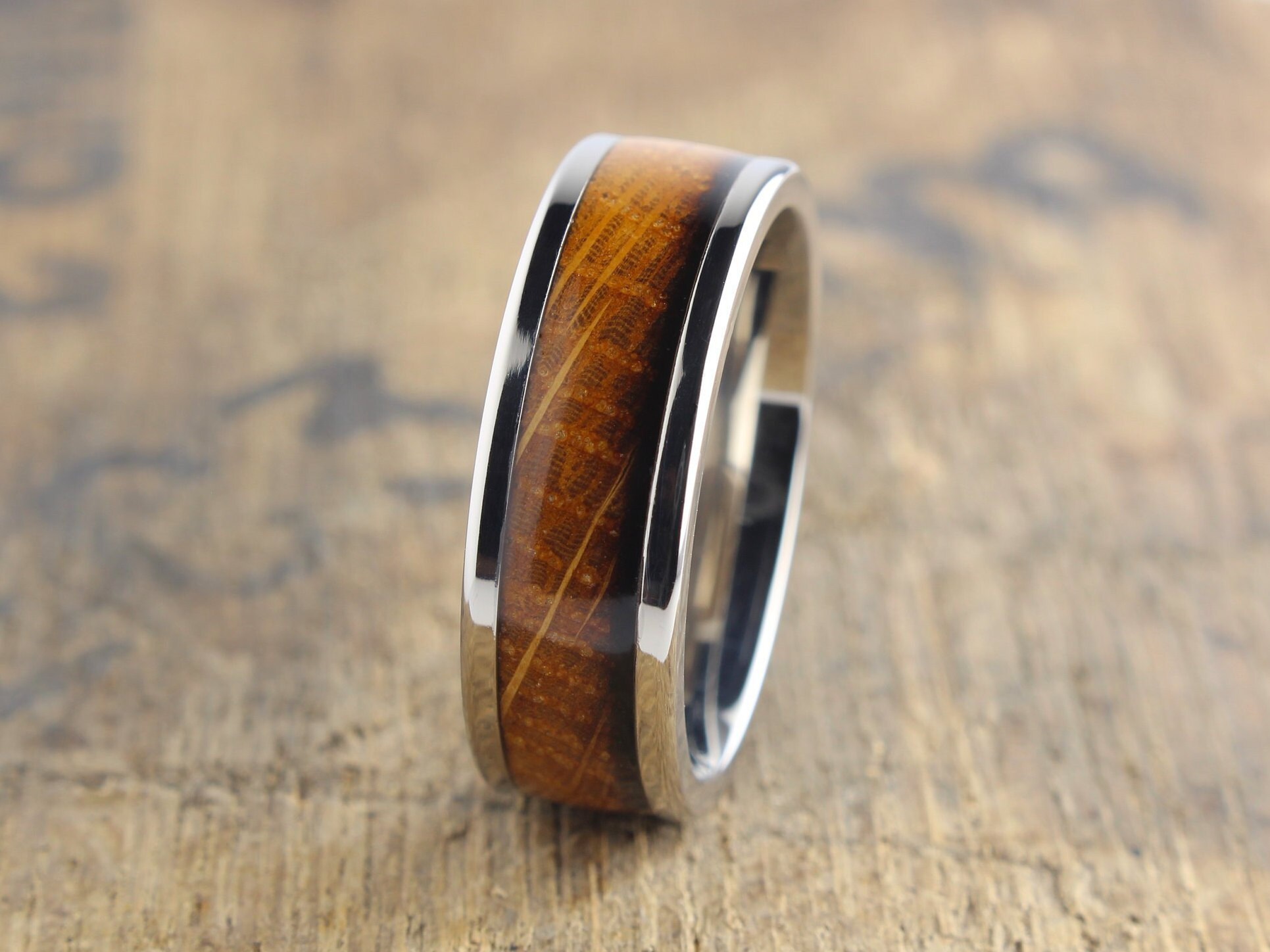 Unique Whiskey Barrel Wood Ring With Titanium Core - Etsy