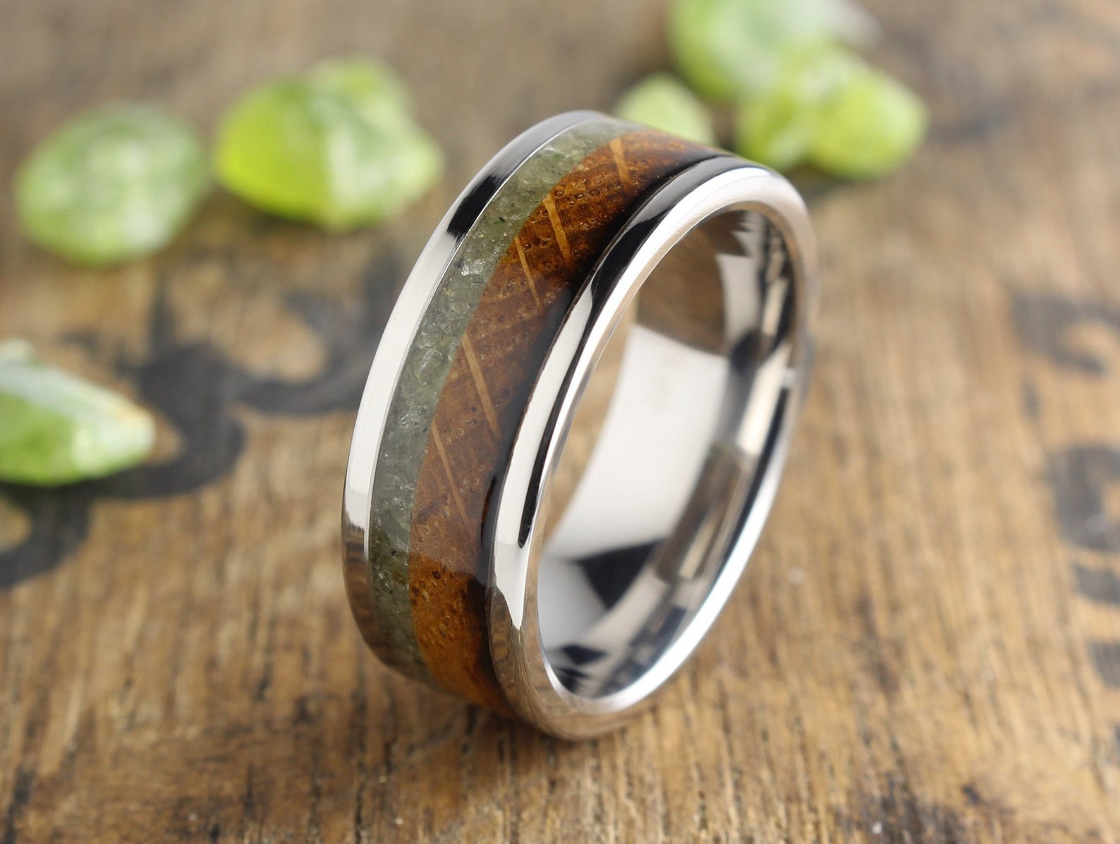 Hand Made Whiskey Barrel Wood Ring with Solid Titanium Comfort | Etsy