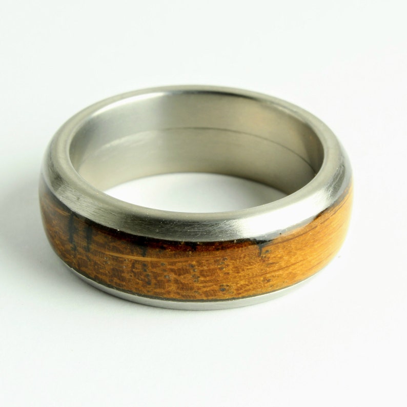 Hand Made Whiskey Barrel Wood Ring Titanium Core Channel | Etsy