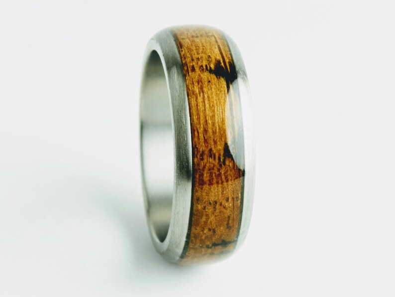 Hand Made Whiskey Barrel Wood Ring Titanium Core Channel | Etsy