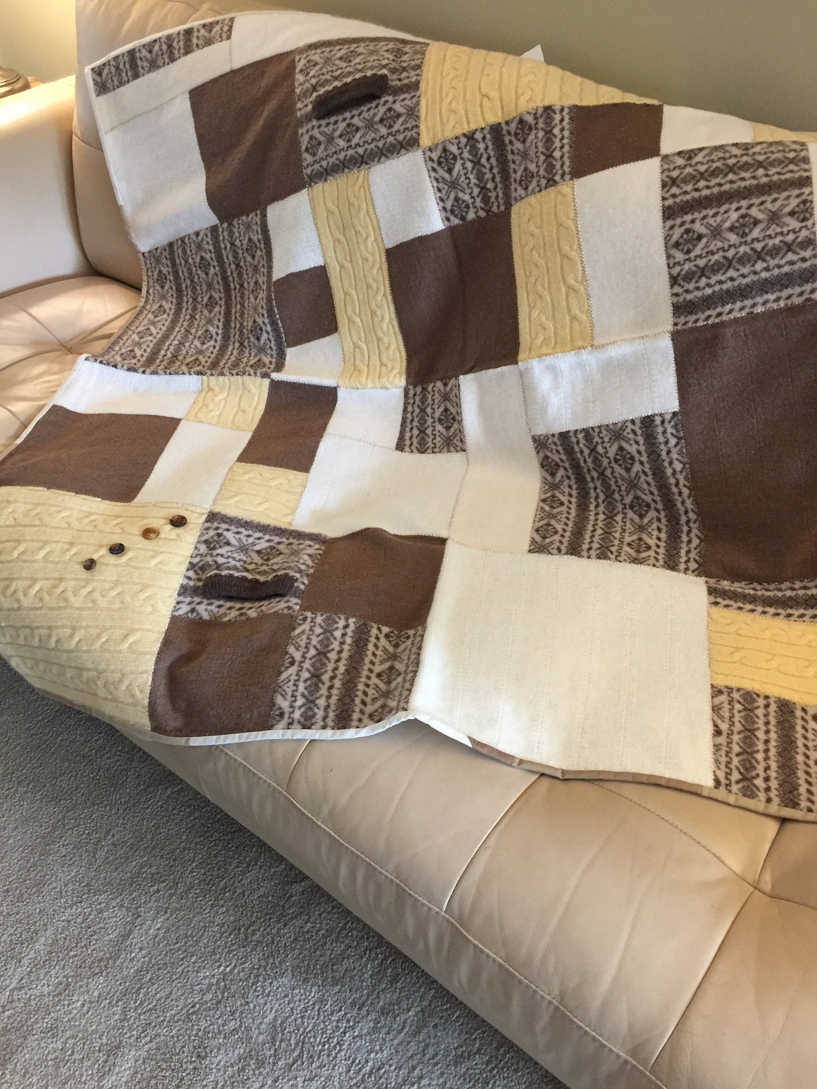 Wool Up-cycled Sweater Throw Blanket With Traditional Quilt Binding - Etsy