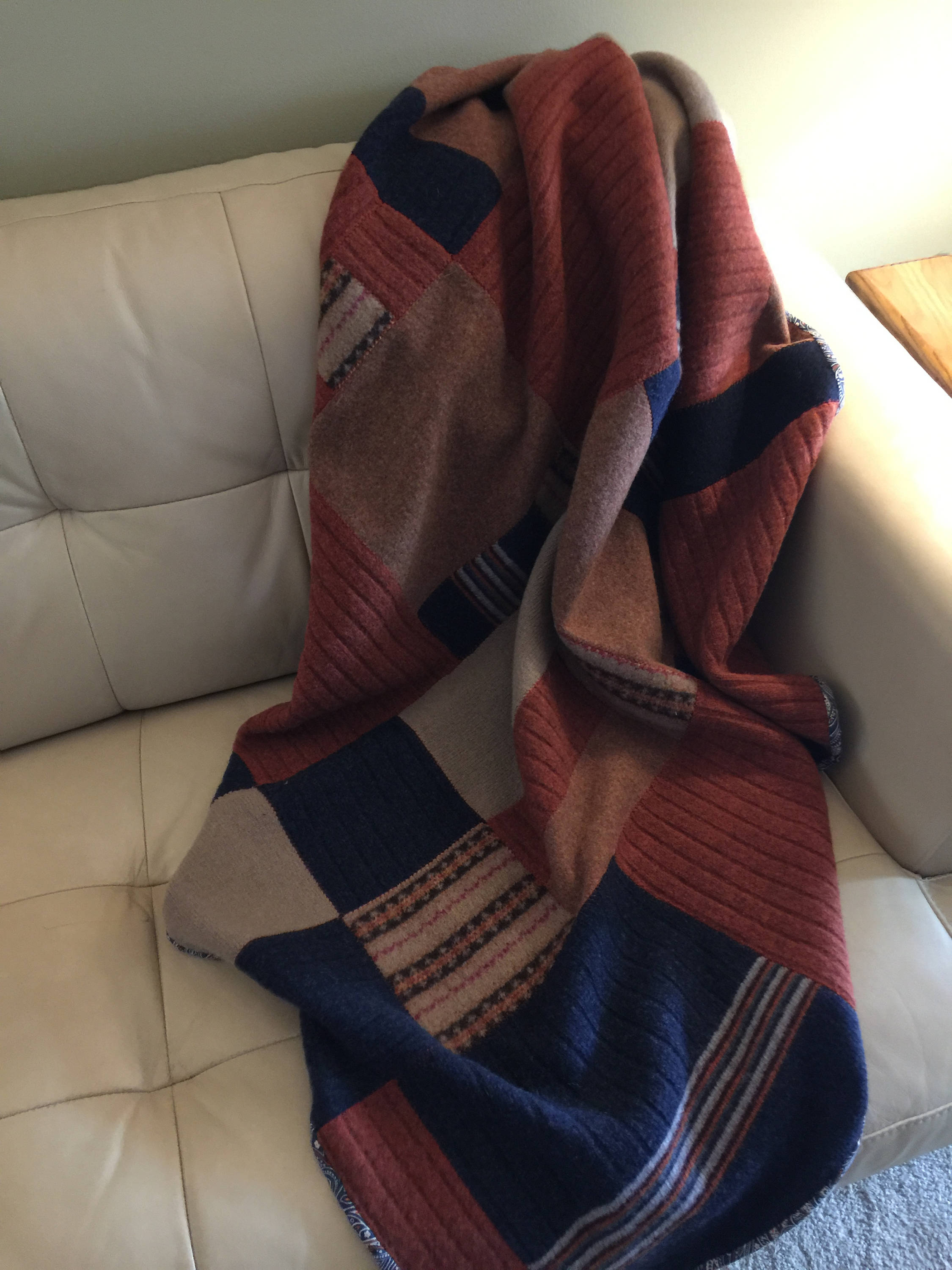 Upcycled Wool Sweater Blanket Throw With Traditional Cotton Quilt ...