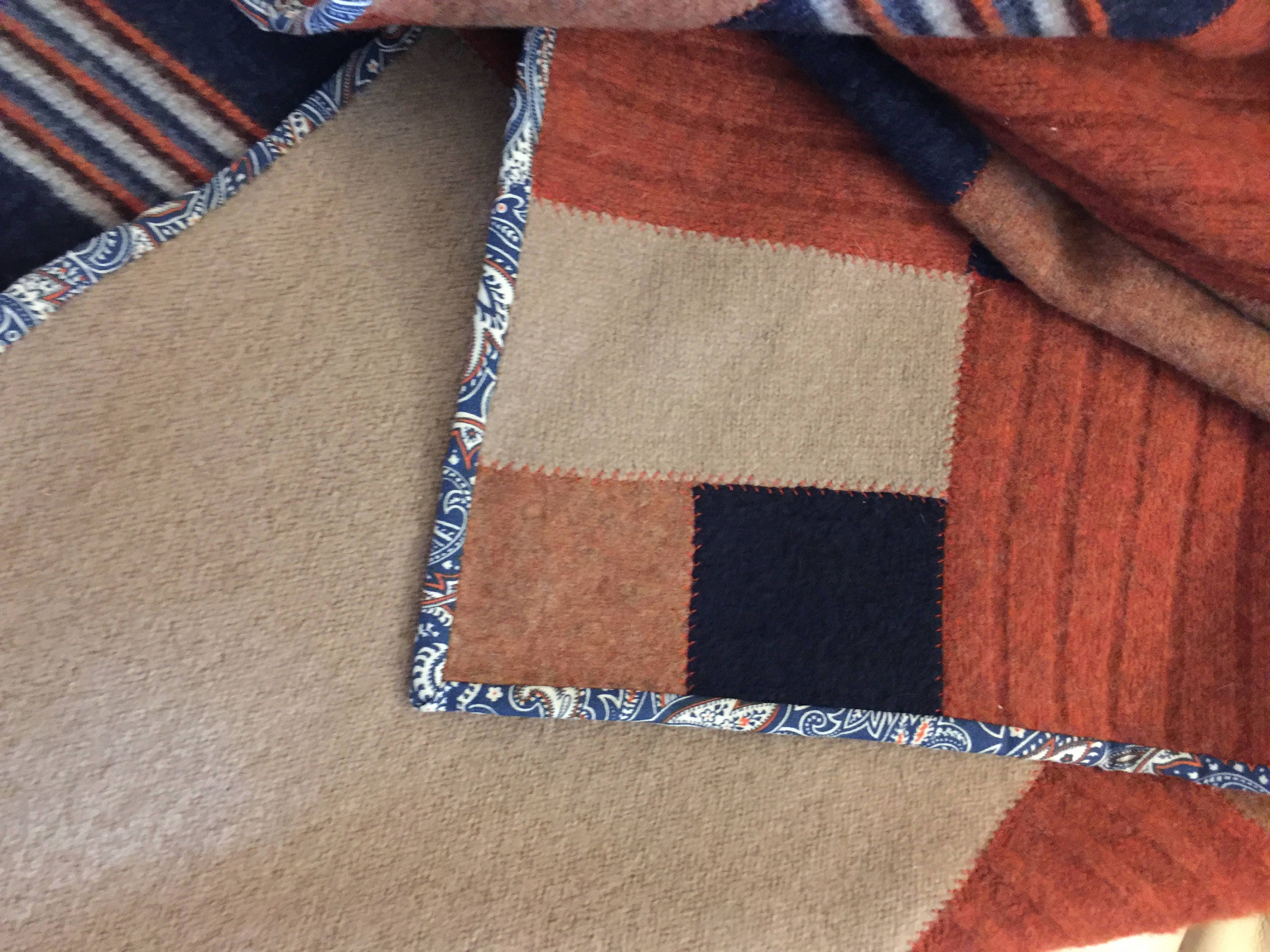 Upcycled Wool Sweater Blanket Throw With Traditional Cotton Quilt ...