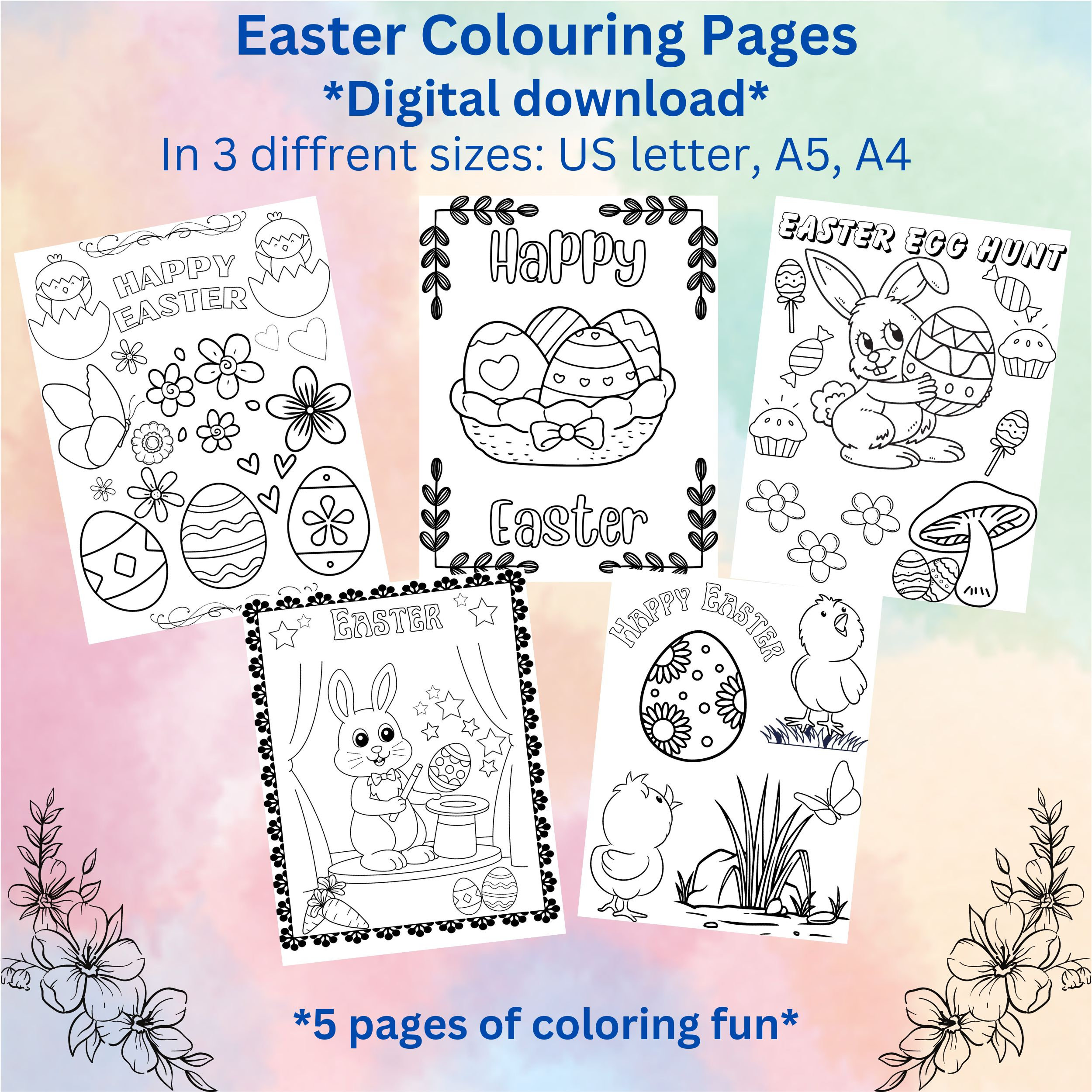 Printable Easter Coloring Pages for Kids, Easter Party Activity for ...