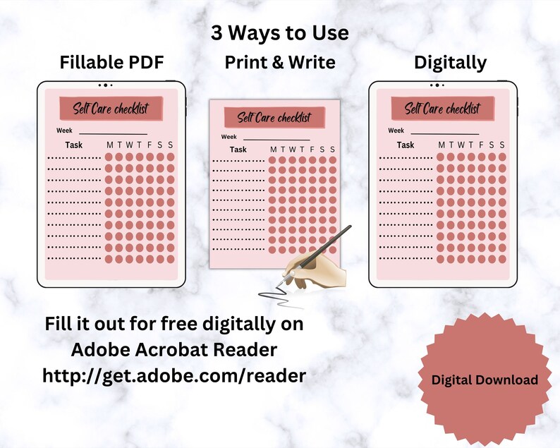 Selfcare Planner for Teen Girls, Printable Checklist Mental Health and ...