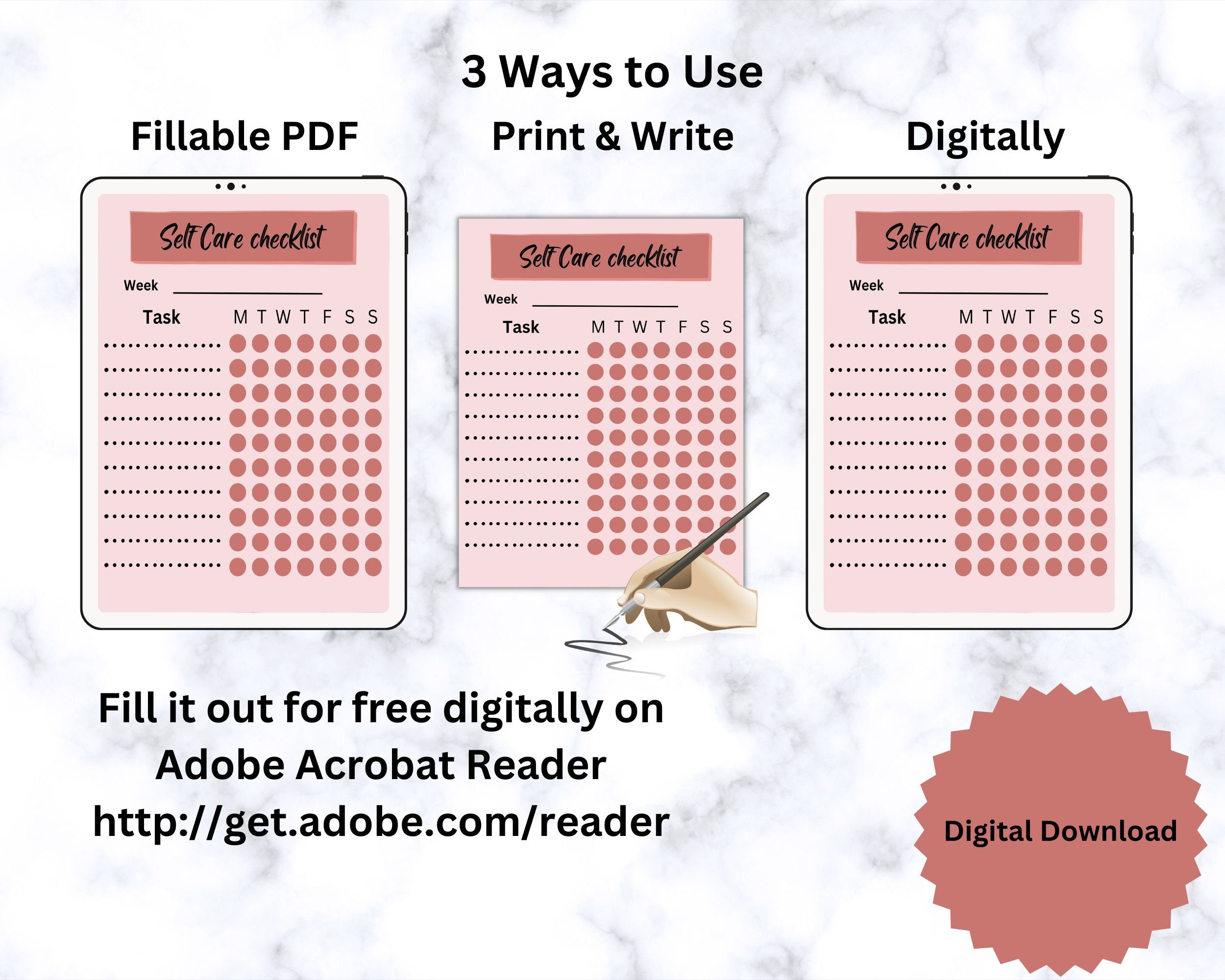 Selfcare Planner for Teen Girls, Printable Checklist Mental Health and ...