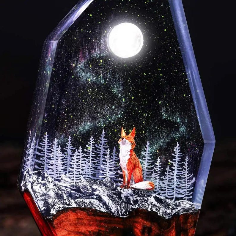 Aurora Borealis Lamp Fox Northern Lights Lamp Alaska Decor Northern ...