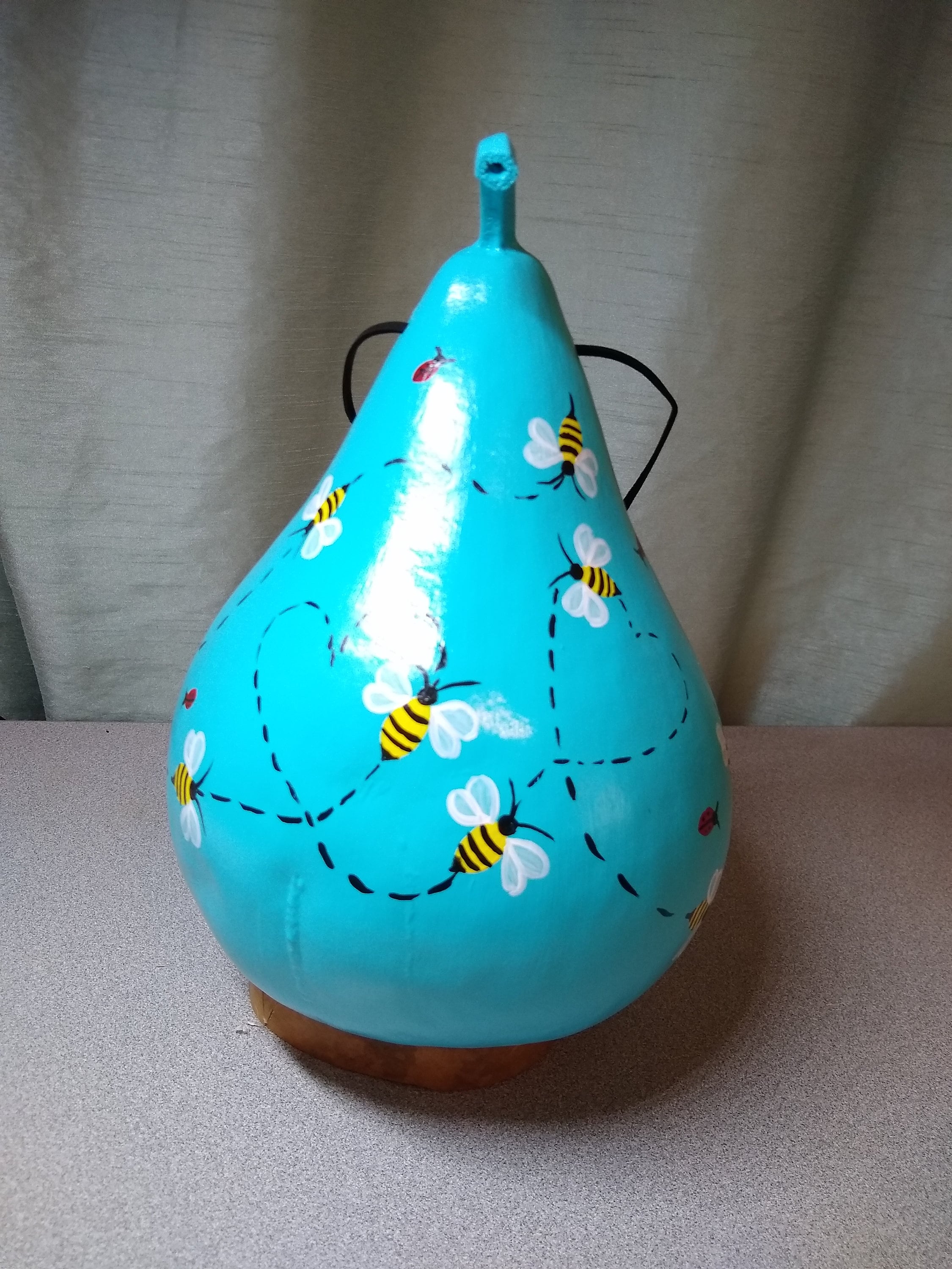 Birdhouse Gourd - Bees - Turquoise or Blue - Made to Order - Etsy