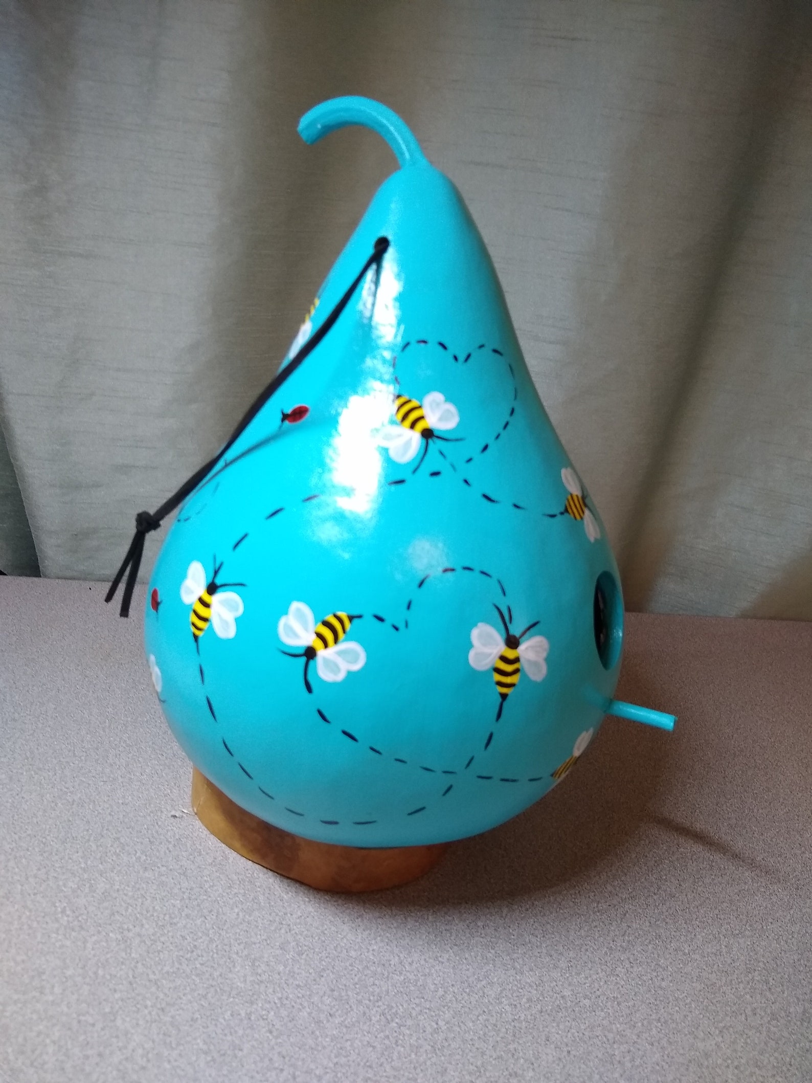Birdhouse Gourd - Bees - Turquoise or Blue - Made to Order - Etsy