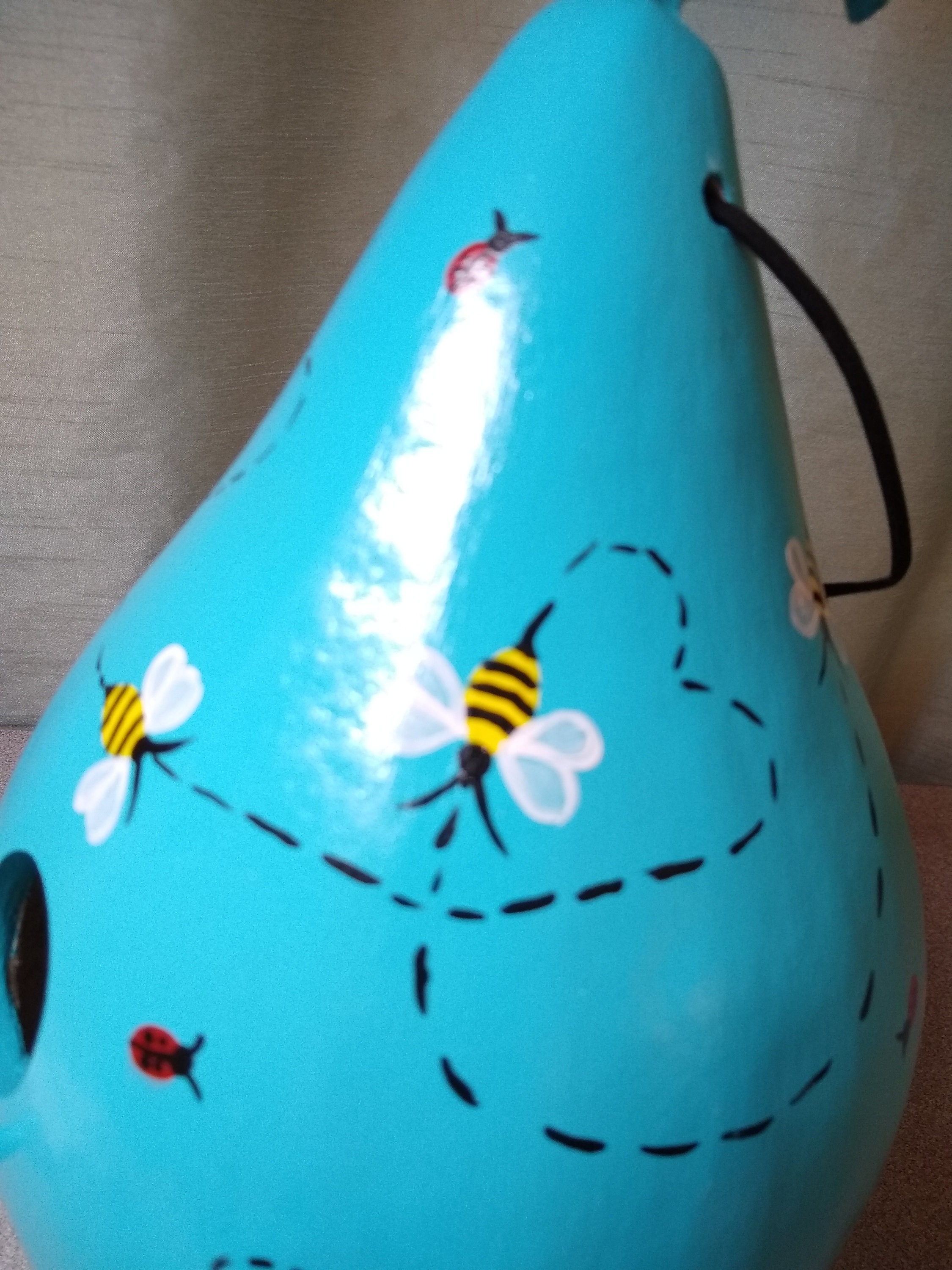 Birdhouse Gourd - Bees - Turquoise or Blue - Made to Order - Etsy