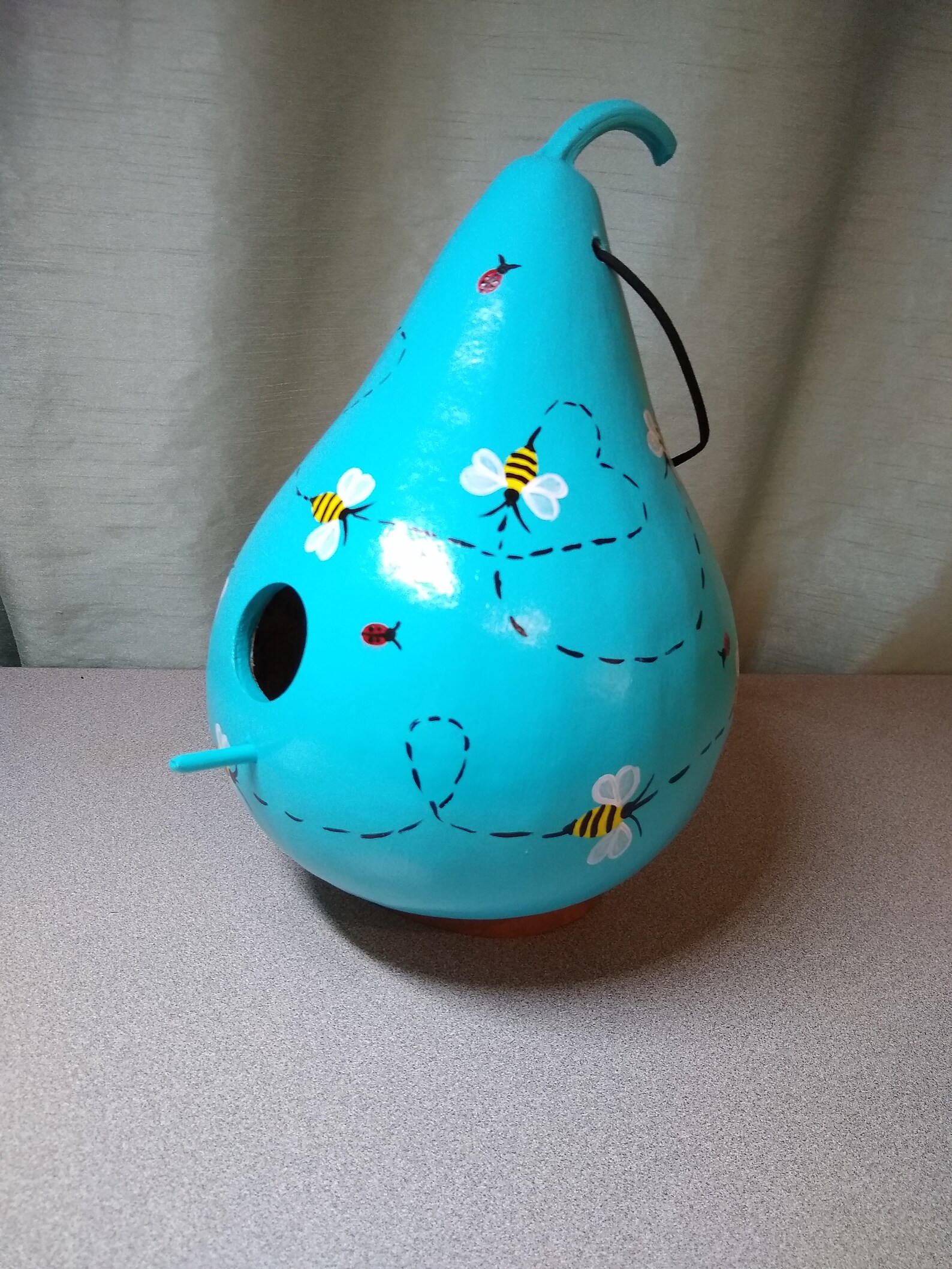 Birdhouse Gourd - Bees - Turquoise or Blue - Made to Order - Etsy