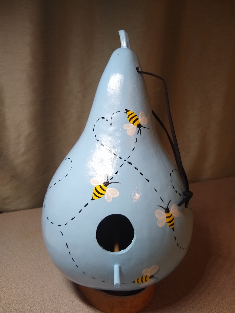 Birdhouse Gourd - Bees - Turquoise or Blue - Made to Order - Etsy