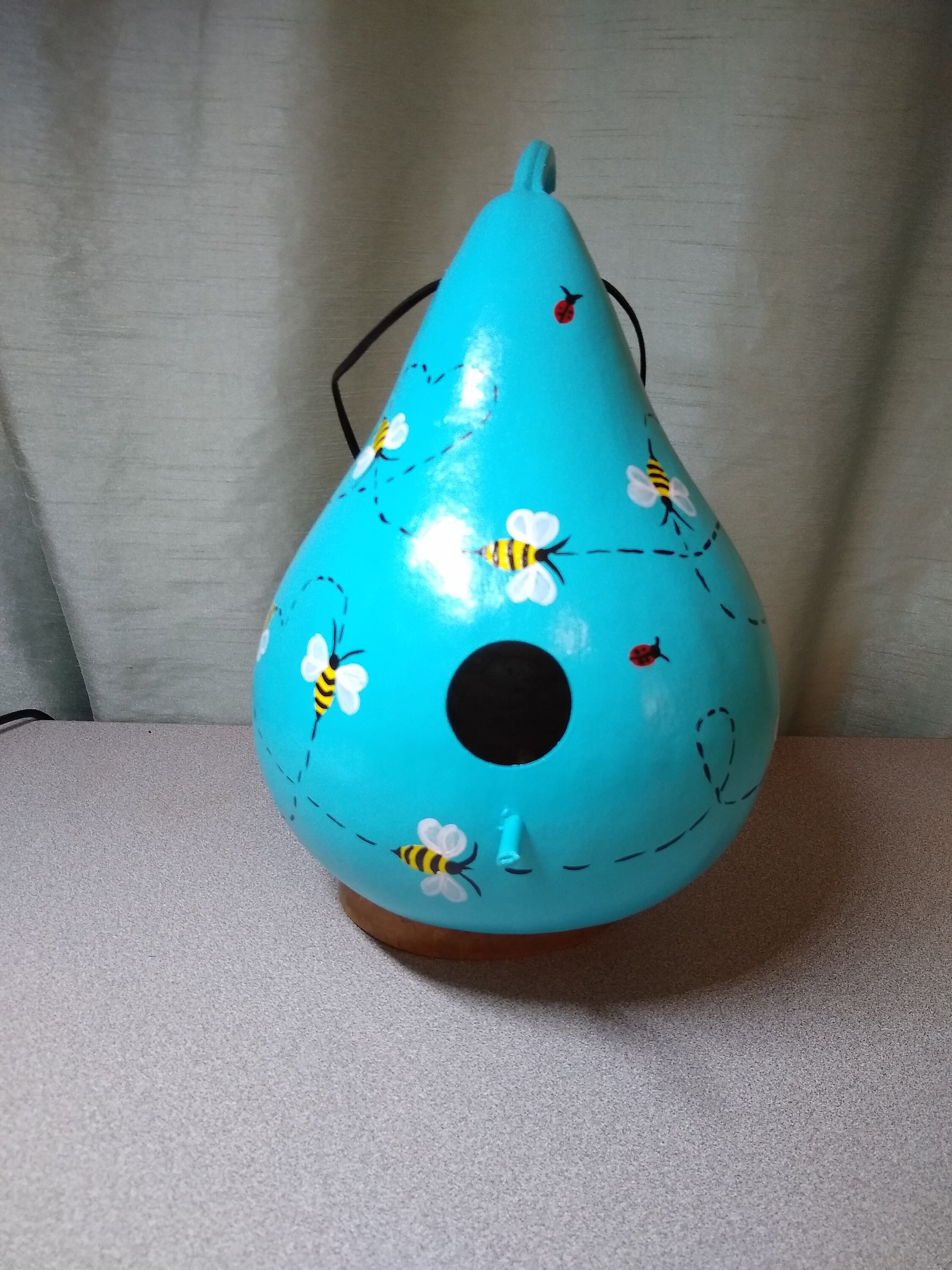 Birdhouse Gourd - Bees - Turquoise or Blue - Made to Order - Etsy