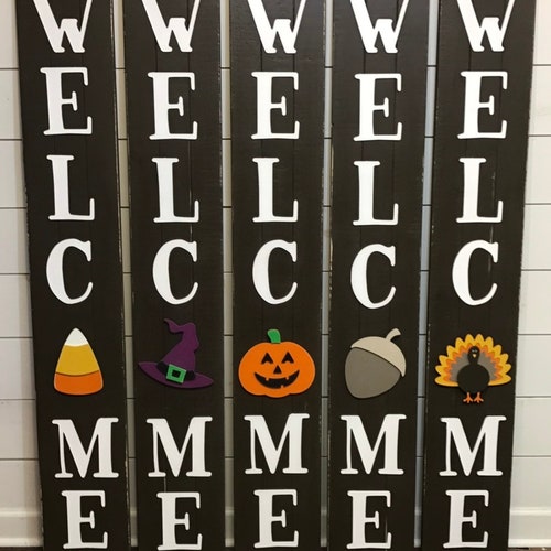 Interchangeable O Welcome Sign 31 Vertical Porch Sign | Etsy