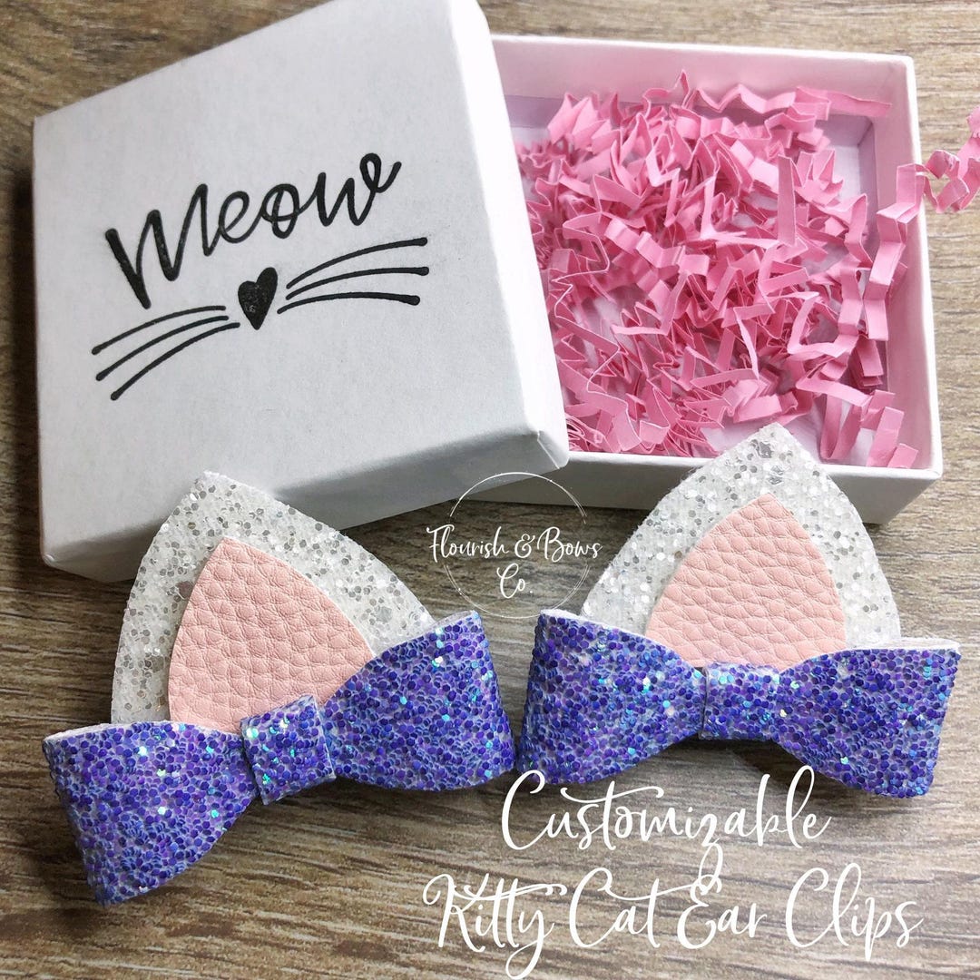 Customizable Cat Ear Hair Clips, Cat Costume for Girls, Personalized ...