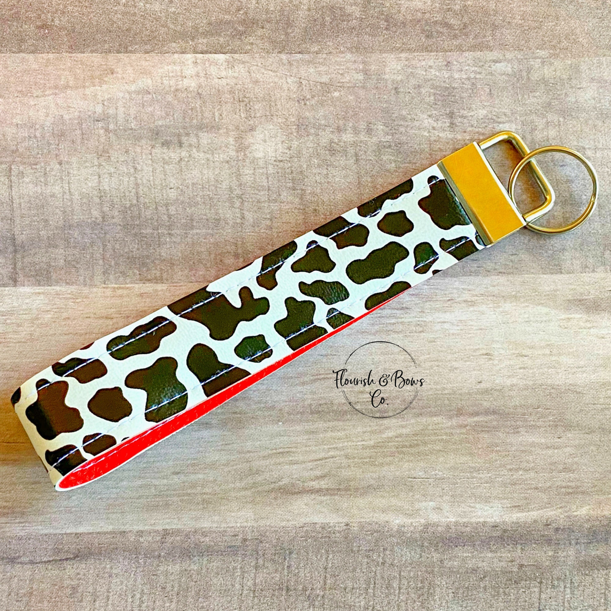 Cow Print Wristlet Keychain Cow Print Wristlet Key Fob | Etsy