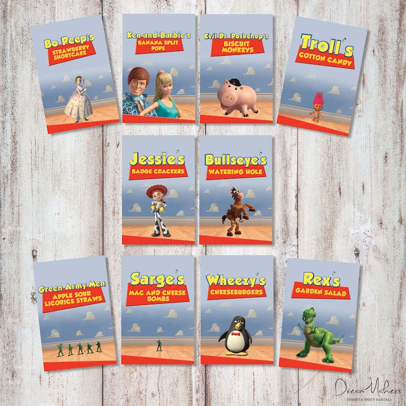 Toy Story Party Food Signs 4 X 6 10 Assorted - Etsy