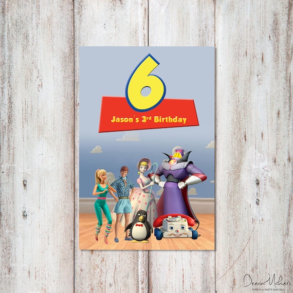 Toy Story Party Table Number 6 Sign 4" x 6" Digital – Customized by ...