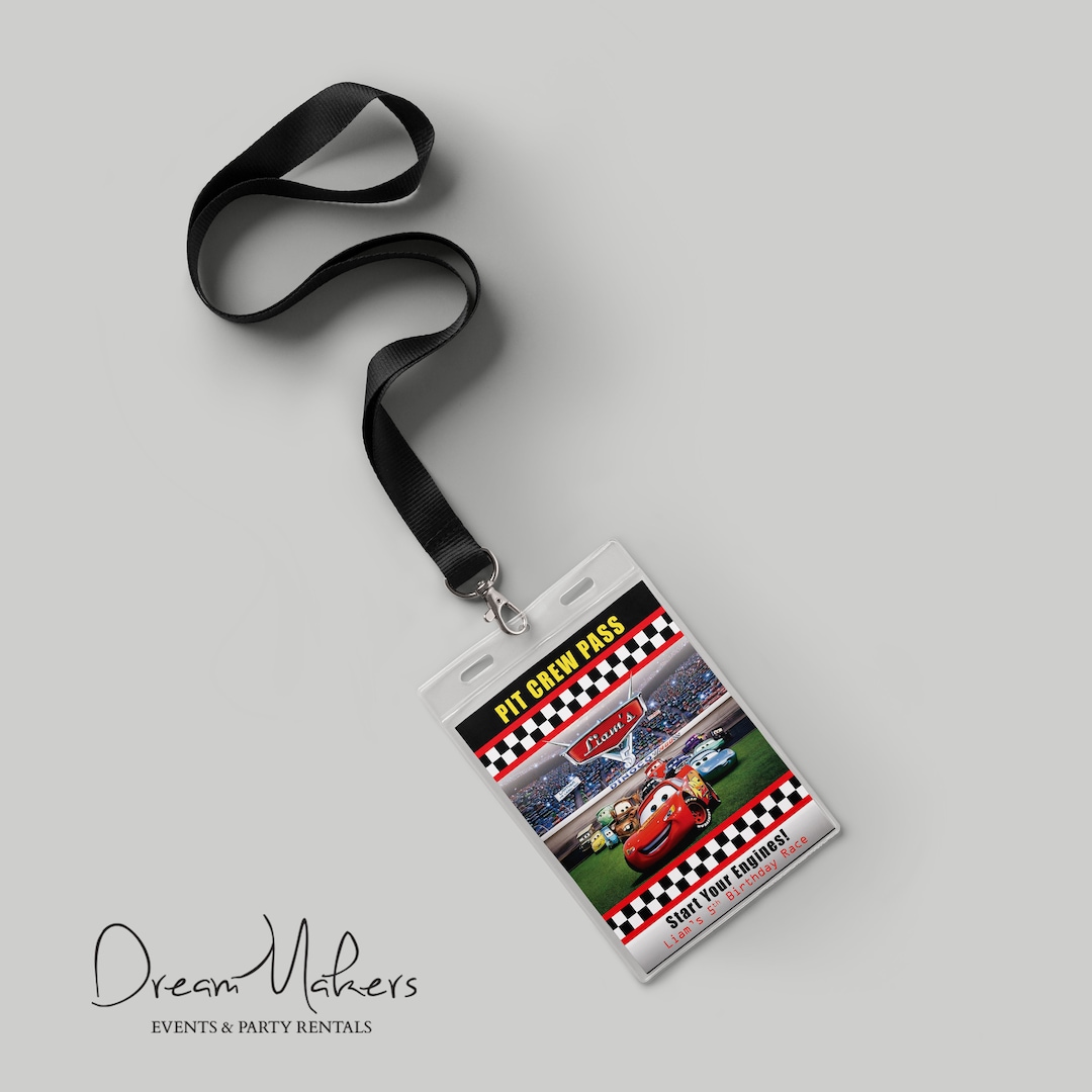 Cars VIP Pit Crew Pass ID Digital Art Customized - Etsy