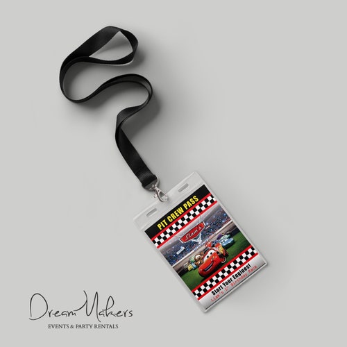 Cars VIP Pit Crew Pass ID Digital Art Customized - Etsy