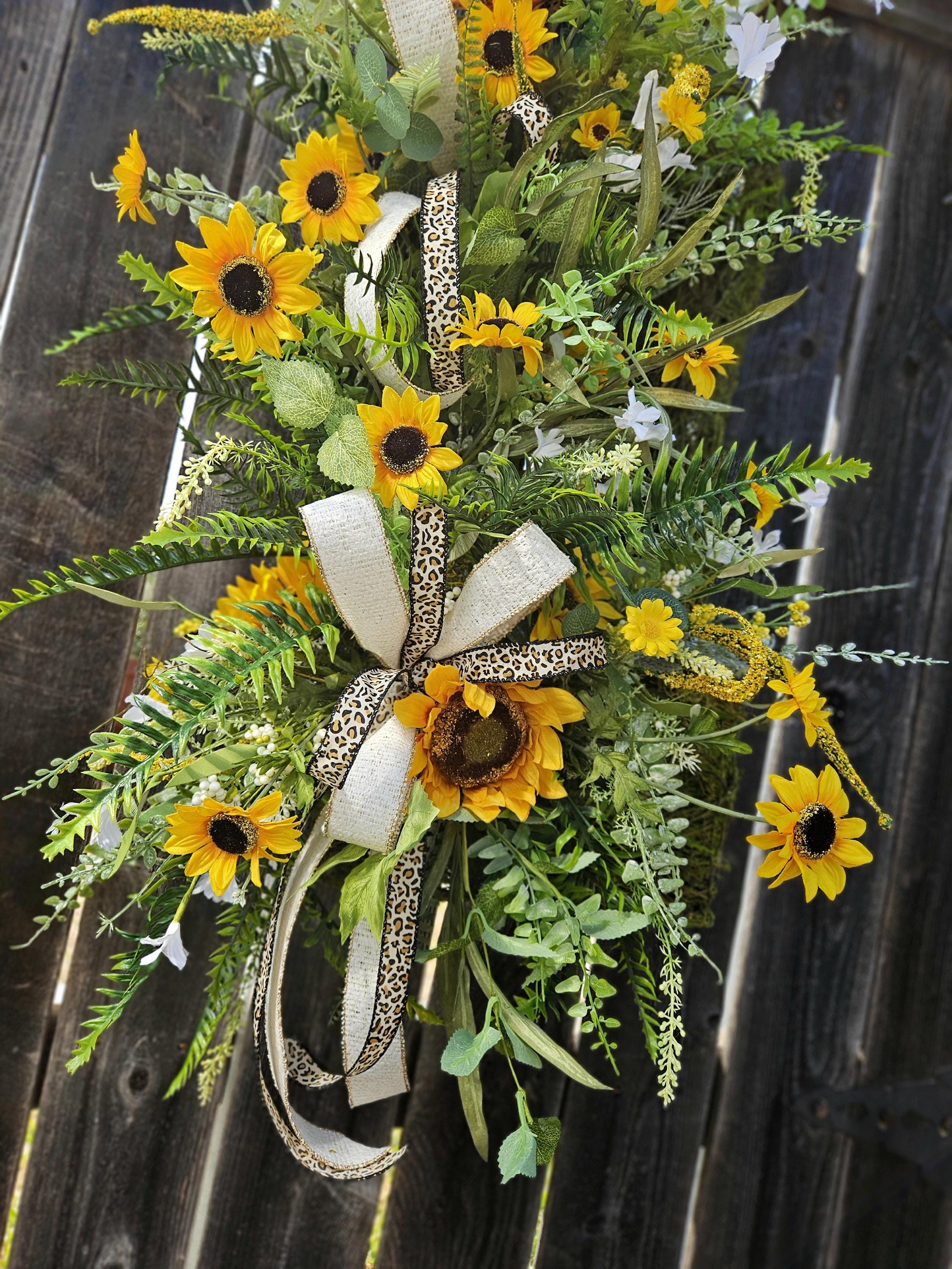 Cheerful Sunflower Moss Door Hanger - Etsy