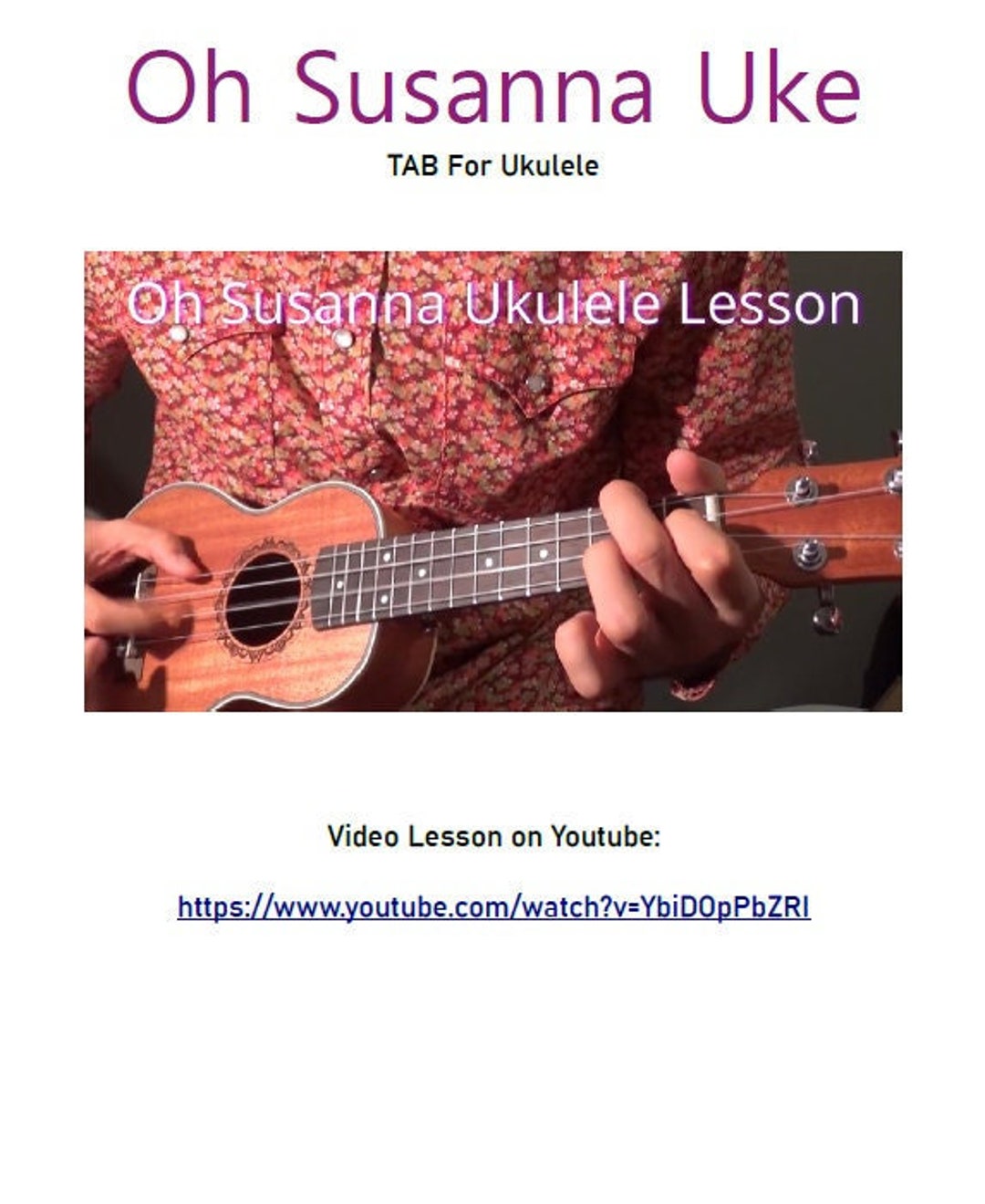Oh Susanna Ukulele TAB + Video Lesson Link | Ukulele Lesson How to Play ...