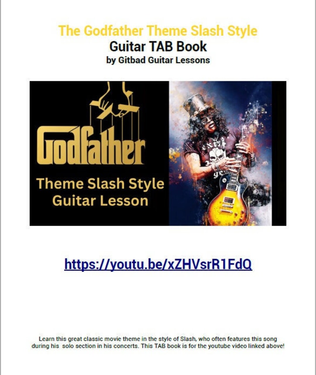Godfather Theme Slash Style Guitar TAB - Etsy