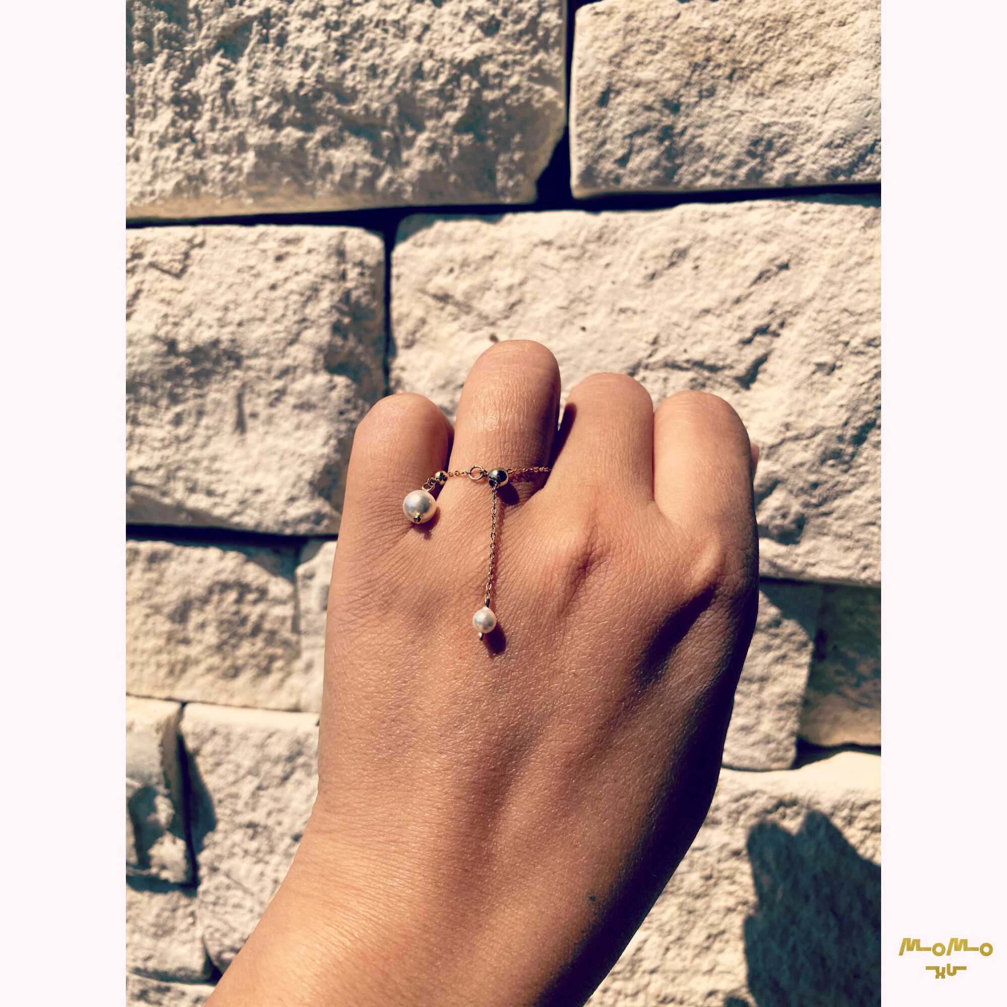 Dainty Adjustable Dangling 14k Gold Filled Chain Ring With Swarovski ...