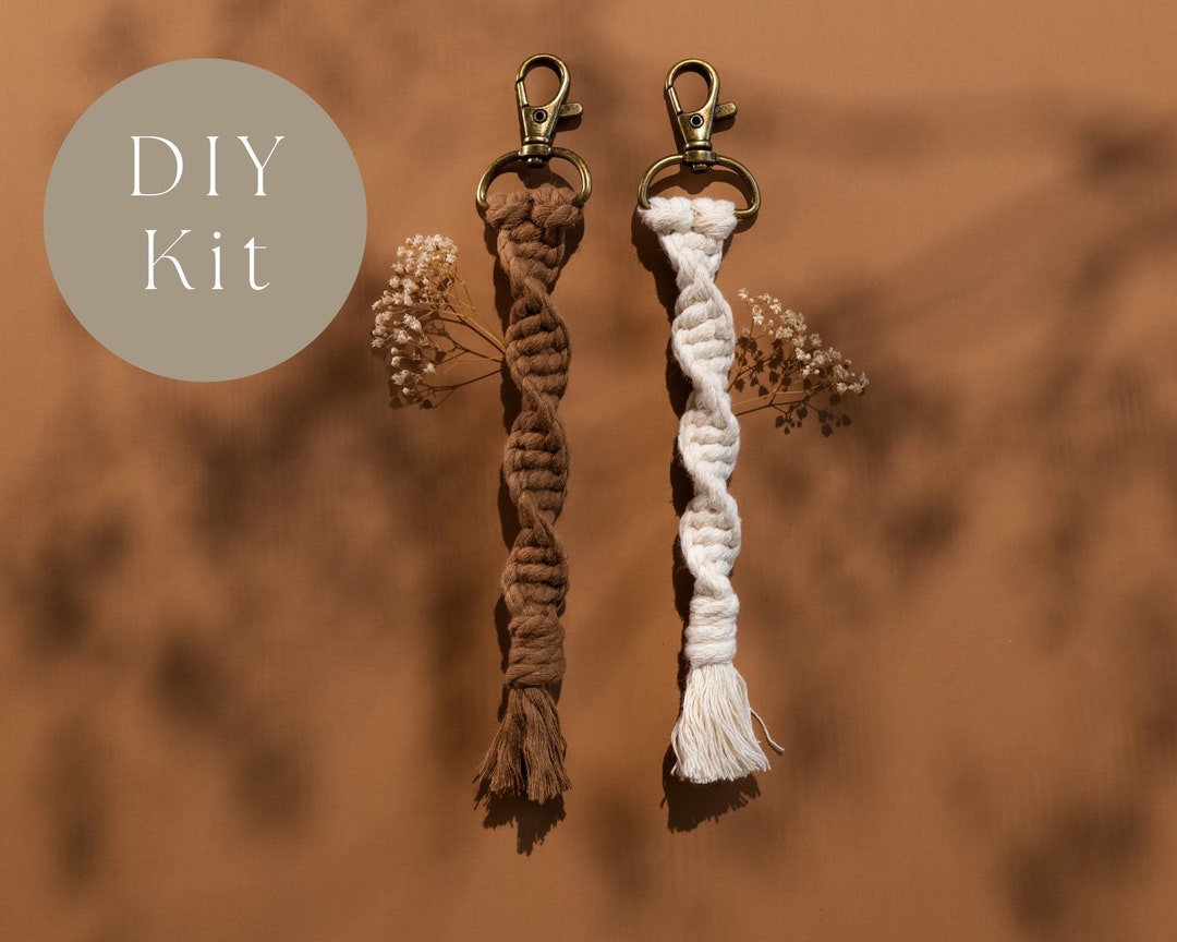 Natural Macrame Spiral Keychain Craft Kit for Crafters | Beginner ...