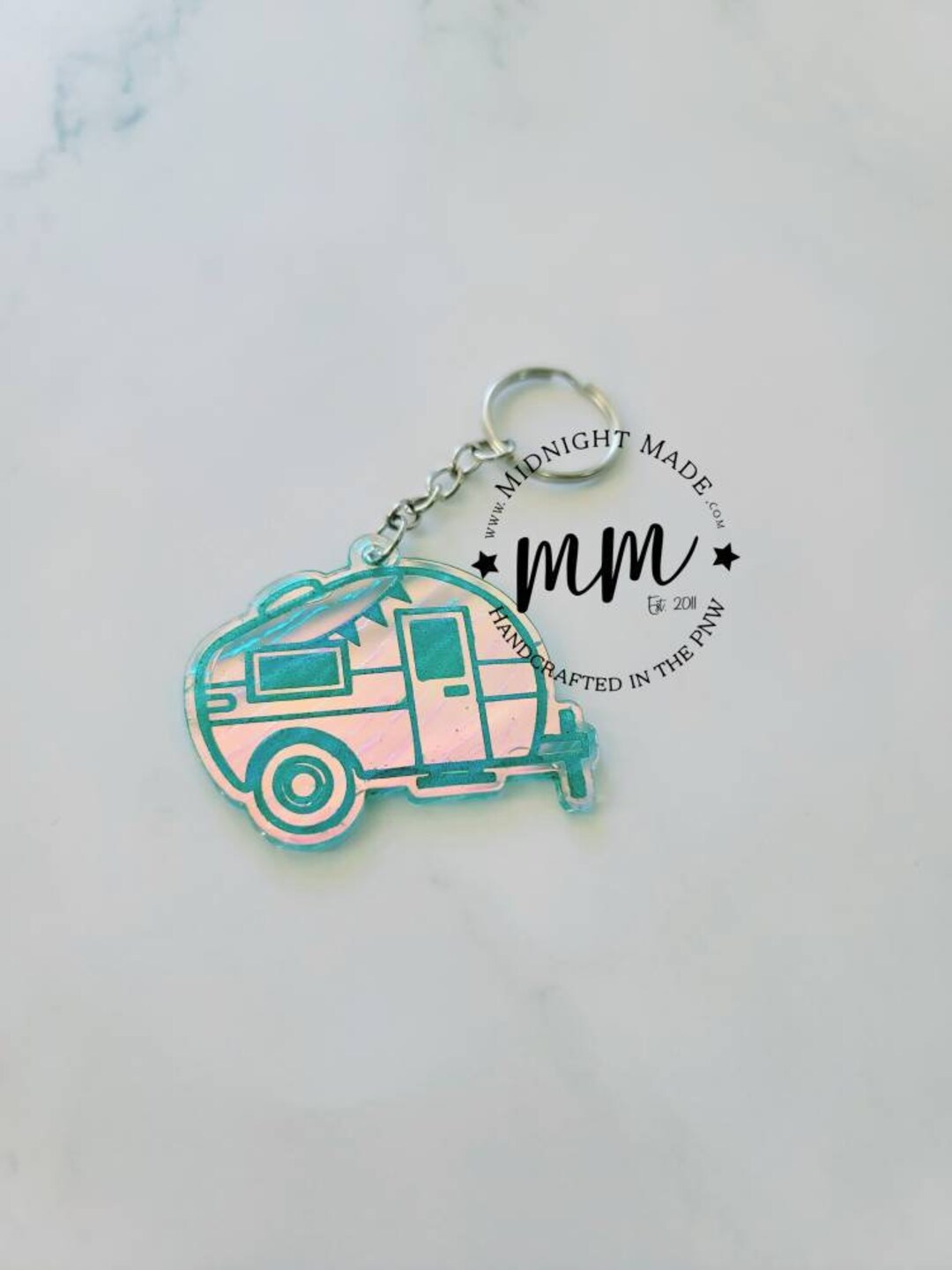 Shimmer Suncatcher Reflective Camping Camper Keychain Midnight Made ...
