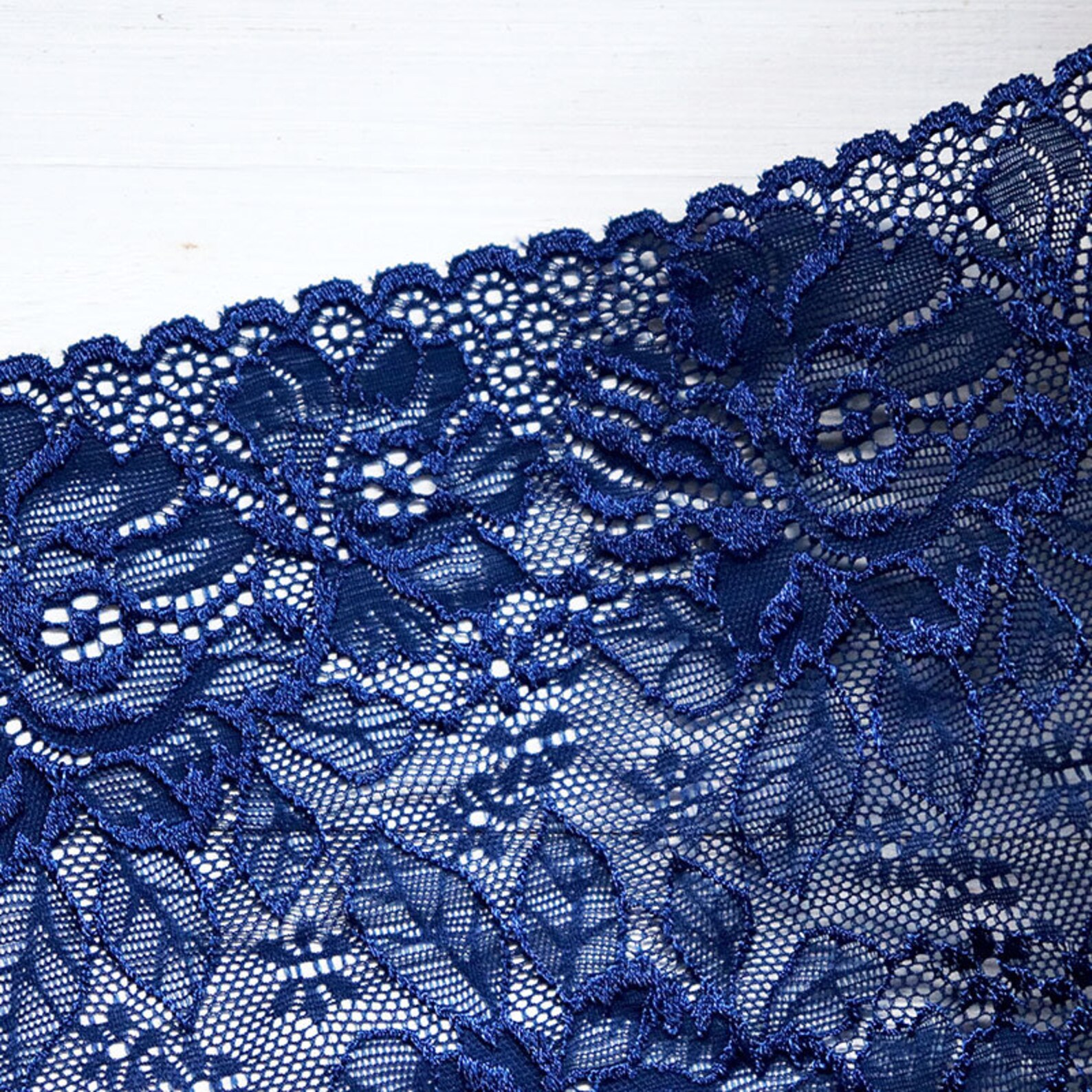 5 Yards 17.5cm Wide Navy Blue Stretch Lace Trim Ribbon Elastic - Etsy