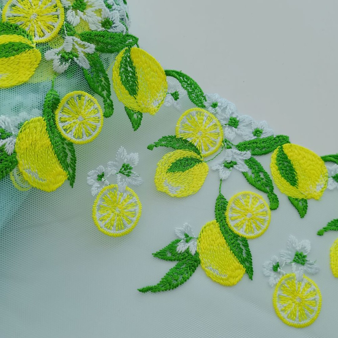1Meter 8.8'' Width Yellow Lemon Lace Trim Blue Mesh Lingerie Bra ...