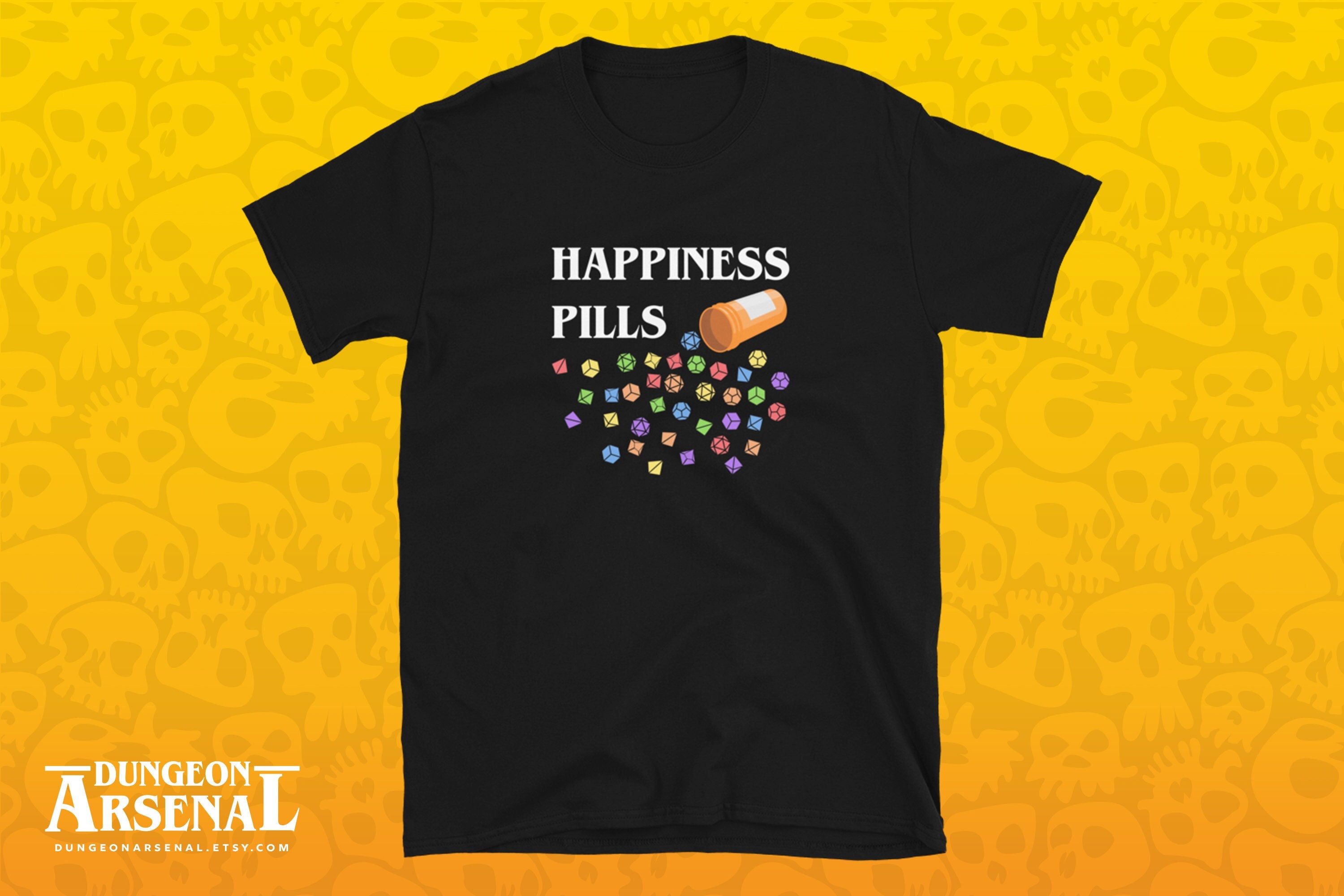 Happy Pills Dice Funny Dungeons and Dragons Shirt Camiseta DnD Camiseta ...