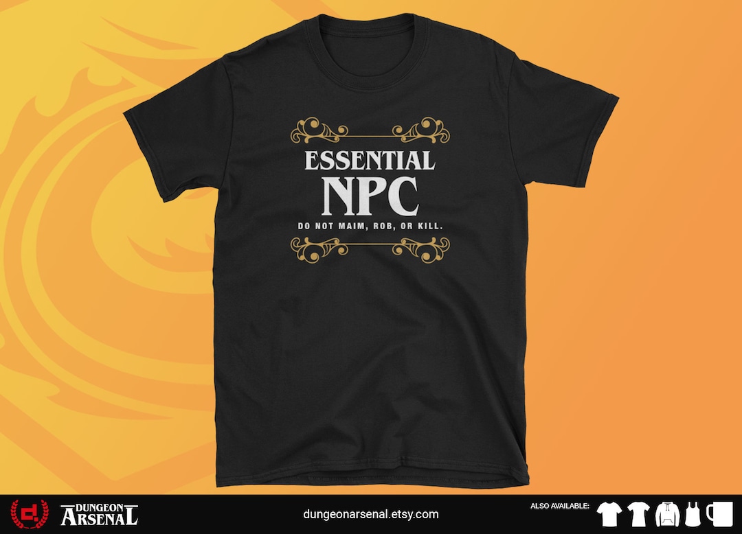 Essential NPC Funny Non-player Character Shirt Tabletop RPG Gaming ...