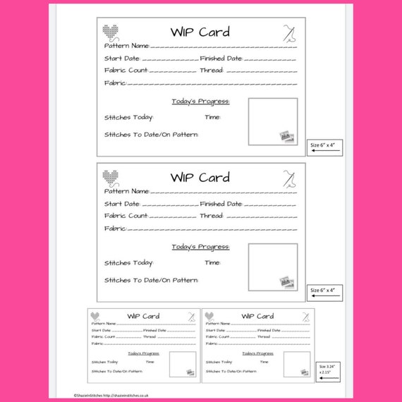 Sewing & Needlecraft Printable PDF WIP Cards Craft Supplies & Tools ...