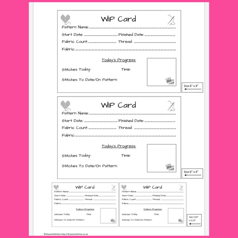 Printable PDF WIP Cards - Etsy