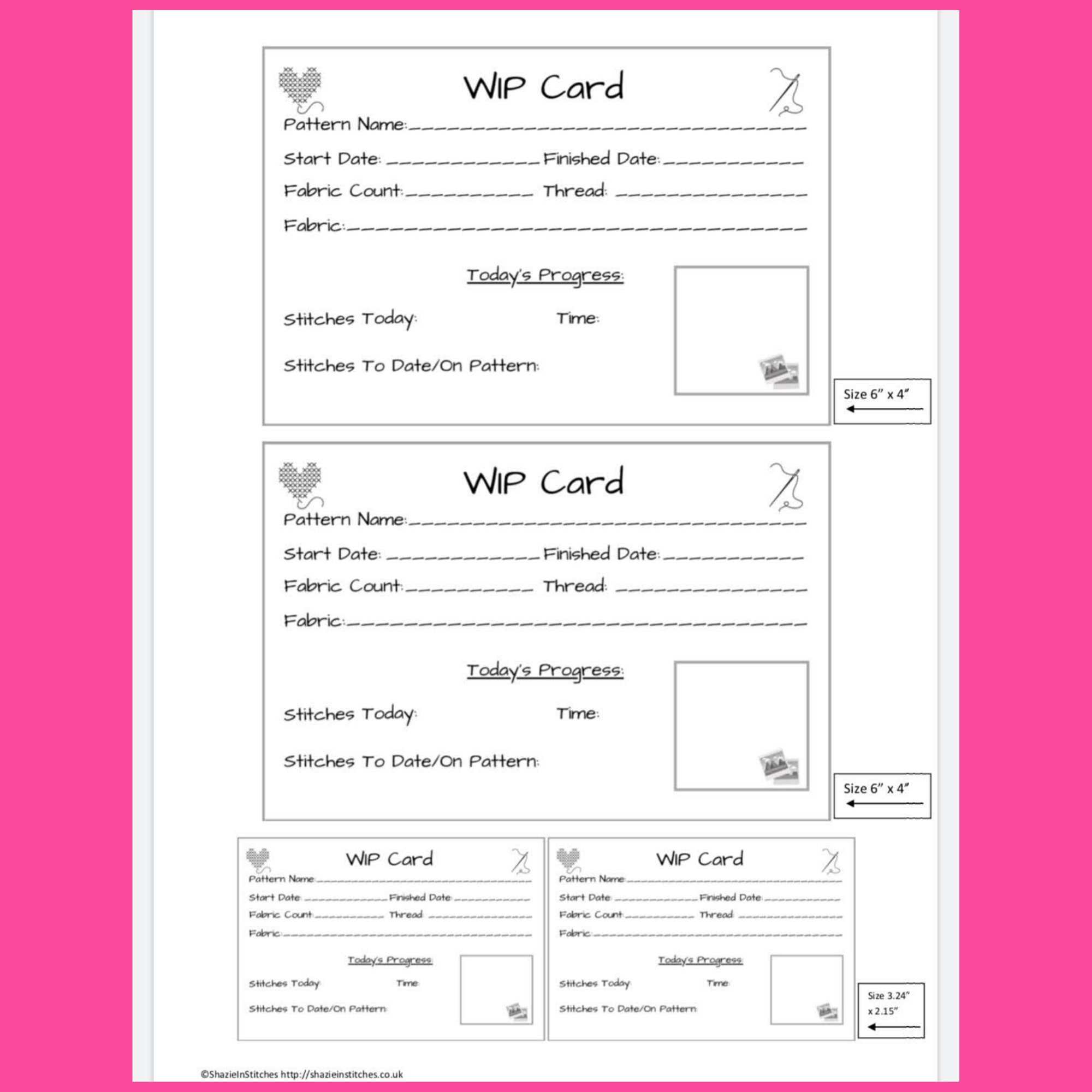 Printable PDF WIP Cards - Etsy