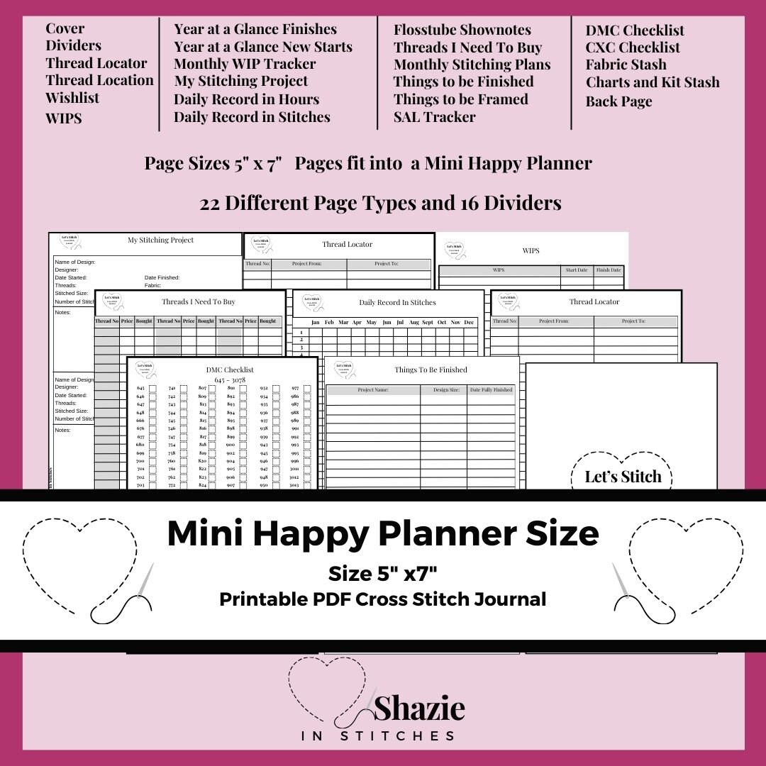 Mini Happy Planner Size Printable Cross Stitch Journal - Etsy