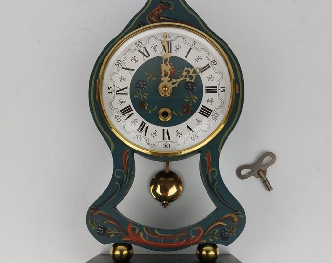 NUFA Clock Hindeloopen Pendulum Wall Clock Wood Folk Art Handpainted ...