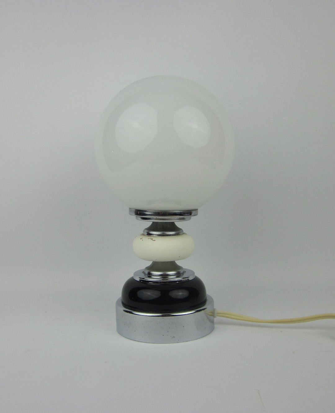 Lamp Table Lamp With White Convex Glass Chrome Vintage 1970 - Etsy