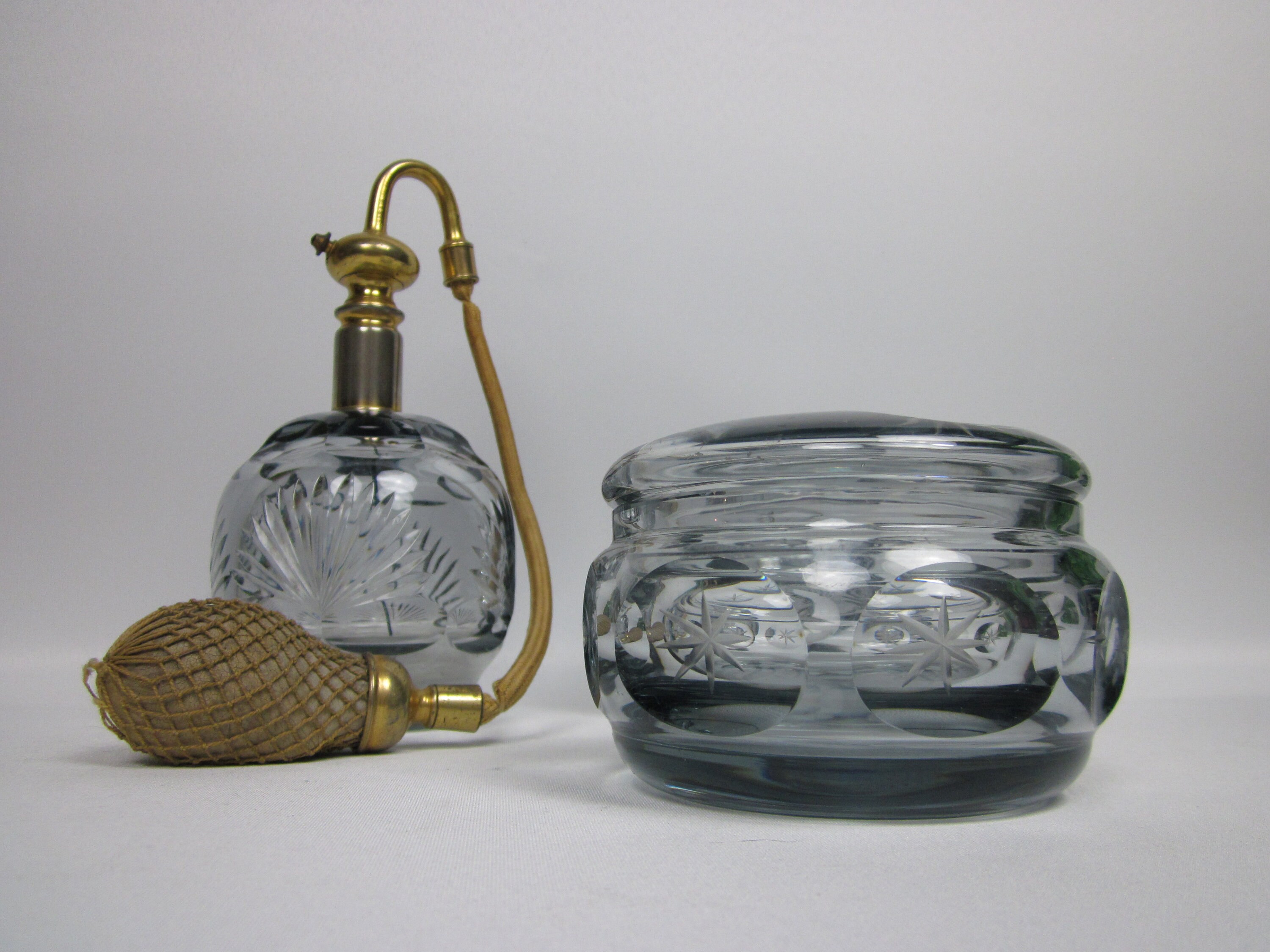 Parfum set Tsjechie kristal lood / rook glas kaptafel set - Etsy Nederland
