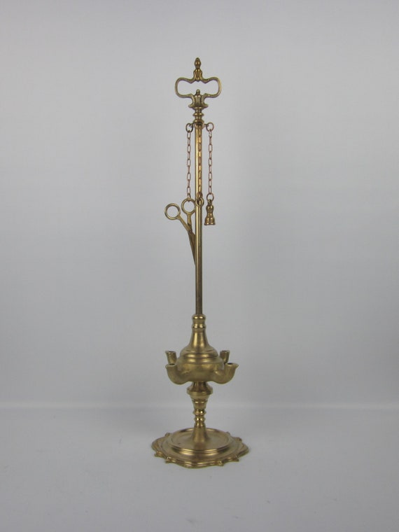 Antiek messing olielamp / snotneus met 4 snuiten | Etsy