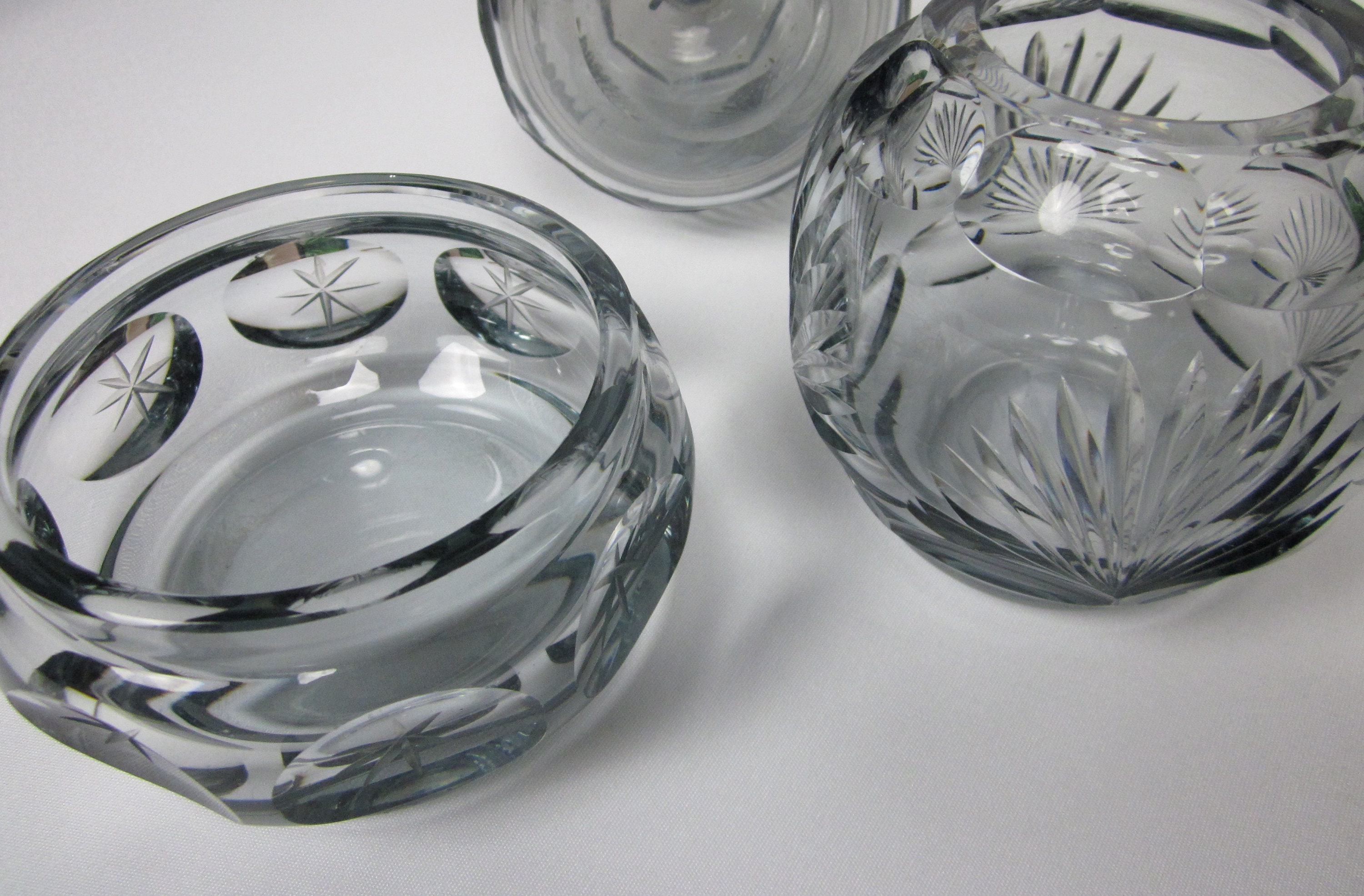 Parfum set Tsjechie kristal lood / rook glas kaptafel set parfumfles ...