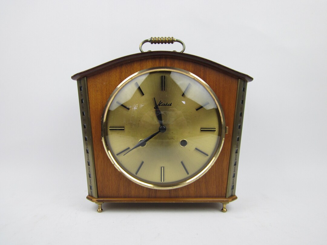 HAID Quartz Mantle Clock Mantel Clock Table Clock Wood 1970 Germany Mid ...