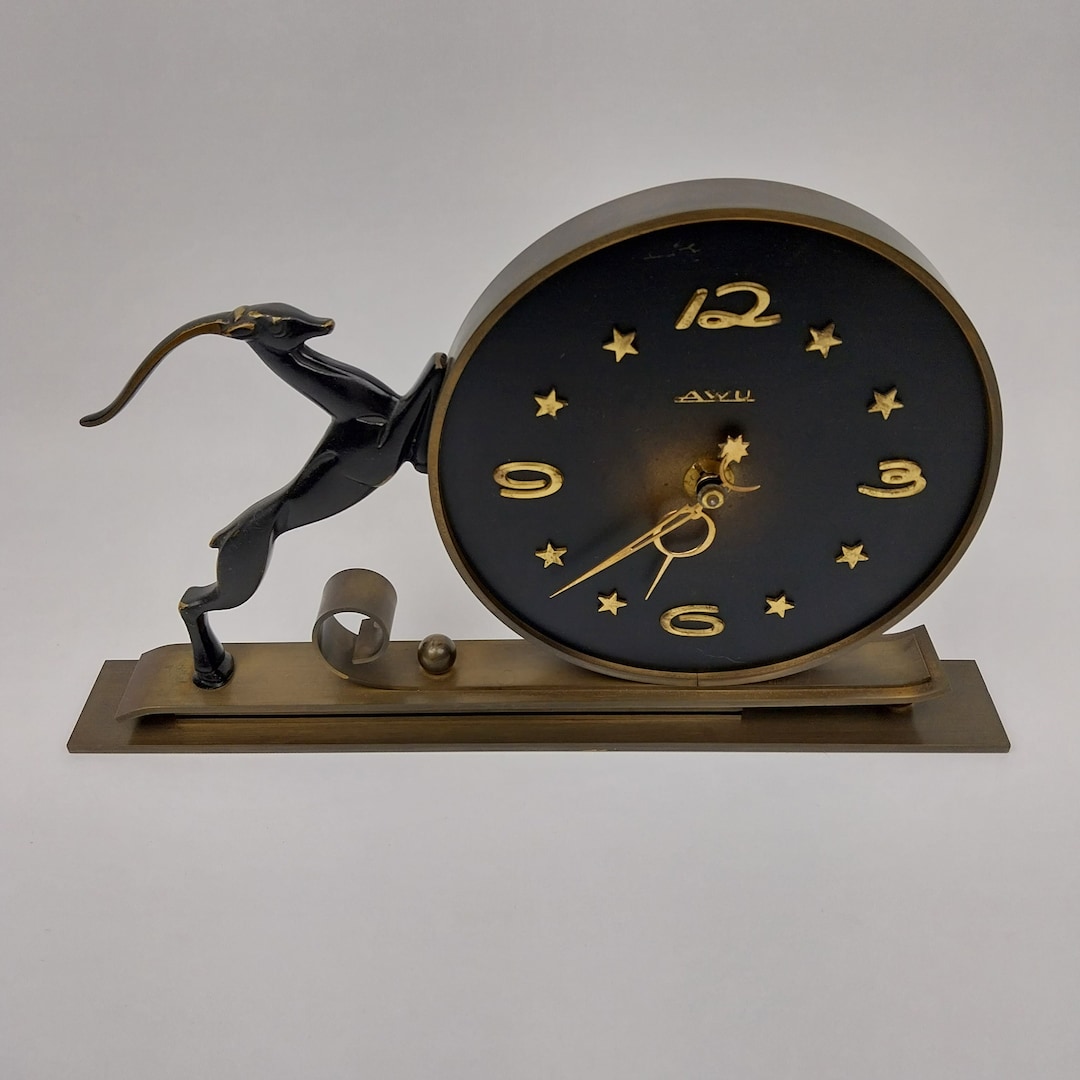 Clock Table Clock AWU Mantle Mantel Clock Copper Analog 1950 ...