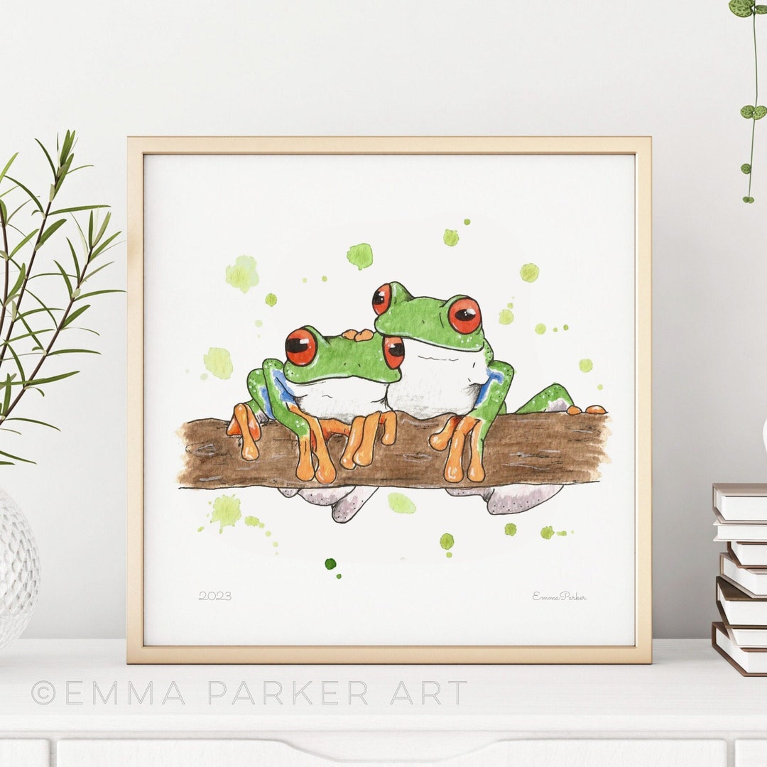 Cute Watercolour Tree Frog Fine Art Print | Tree Frog Painting | Tree ...