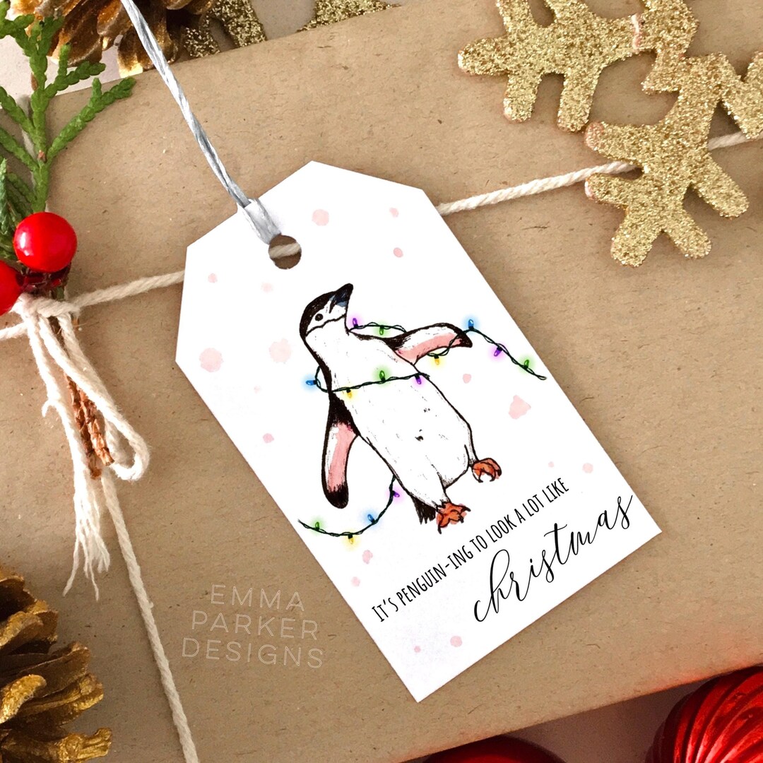 X10 Large Penguin Gift Tags Recyclable Gift Tags Penguin Christmas Tag ...