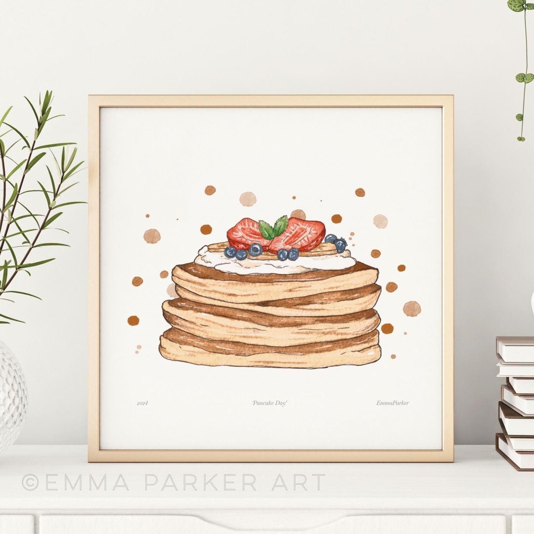 Watercolour Fruit Pancake Stack ‘pancake Day’ Print | Pancake Painting ...
