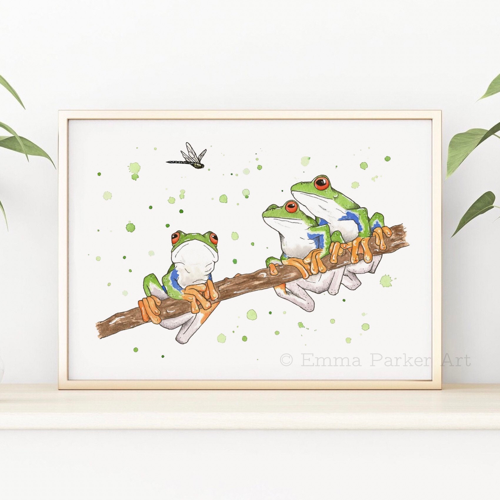 Watercolour Tree Frog Fine Art Print grubs Up Tree Frog Painting Tree ...